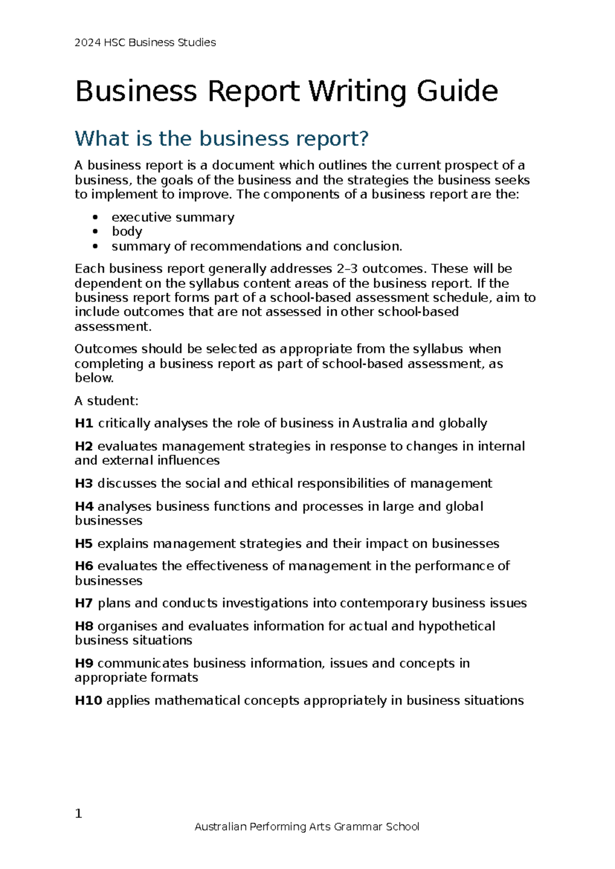 Business Report Writing Guide - The components of a business report are ...