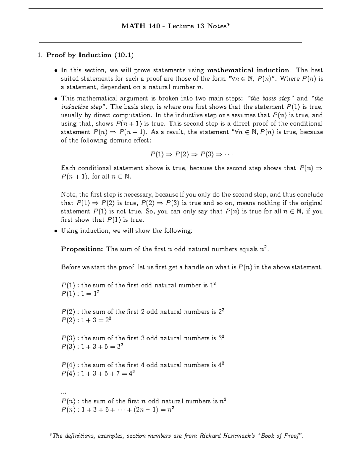 Lecture 13 notes - Pre-Calculus - MATH 140 - Lecture 13 Notes* Proof by ...