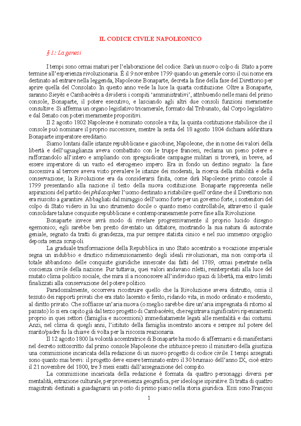 Il codice napoleonico - IL CODICE CIVILE NAPOLEONICO ß 1: La genesi I ...