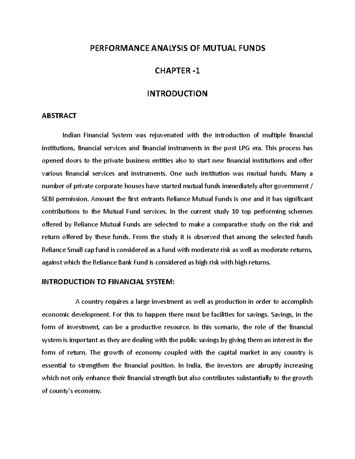 005 Performance analysis of mutual fund - PERFORMANCE ANALYSIS OF ...