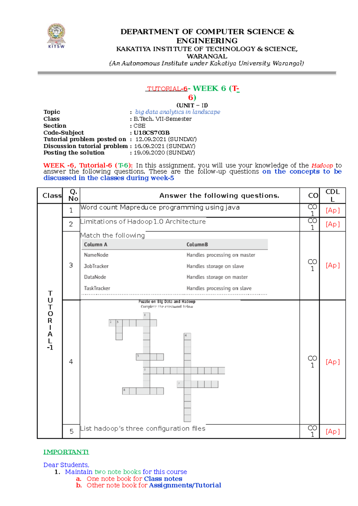 BDA Tutorial Week6 - notes - DEPARTMENT OF COMPUTER SCIENCE ... BDA Tutorial Week6 - notes - DEPARTMENT OF COMPUTER SCIENCE ...