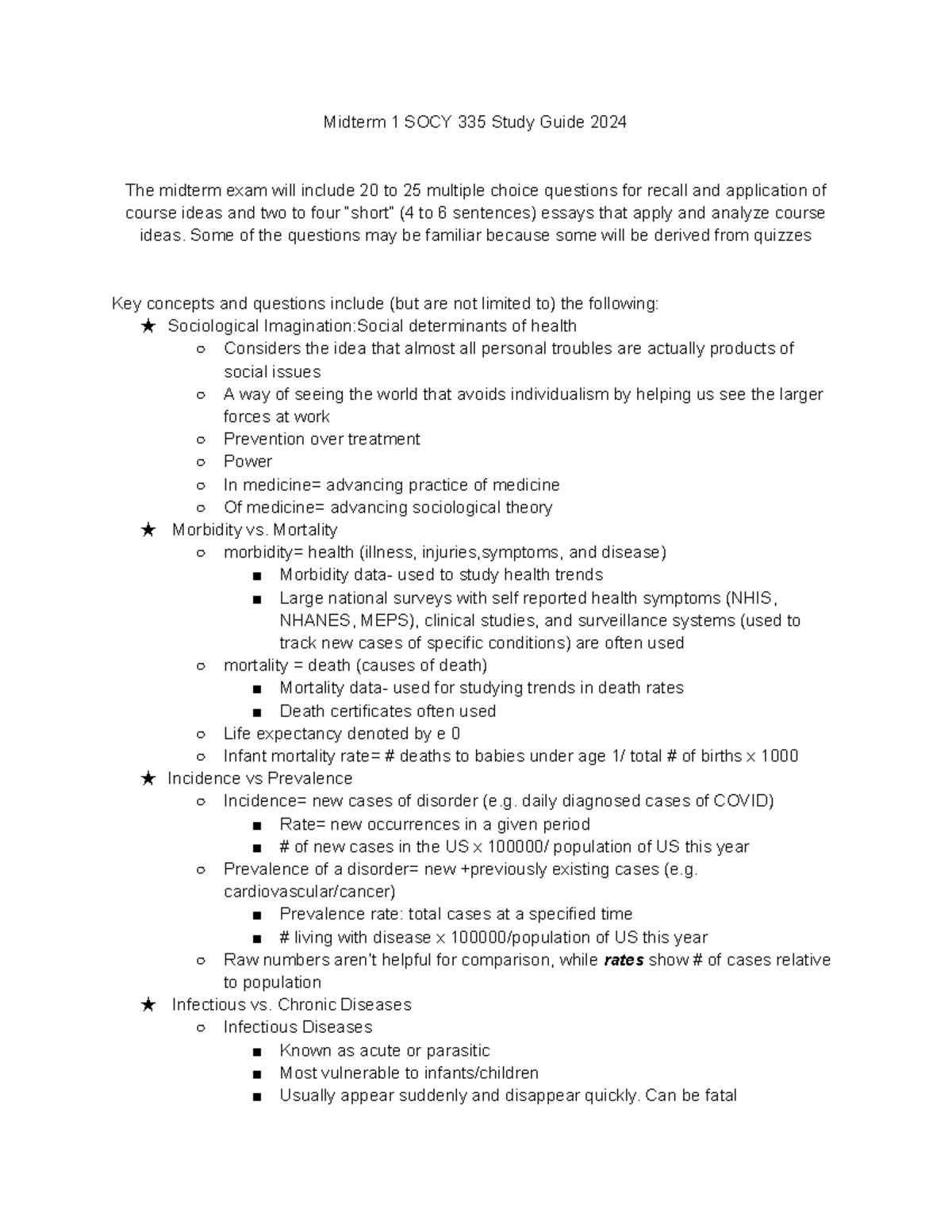 SOCY 335 Midterm 1 Study Guide - Midterm 1 SOCY 335 Study Guide 2024 The midterm exam will ...
