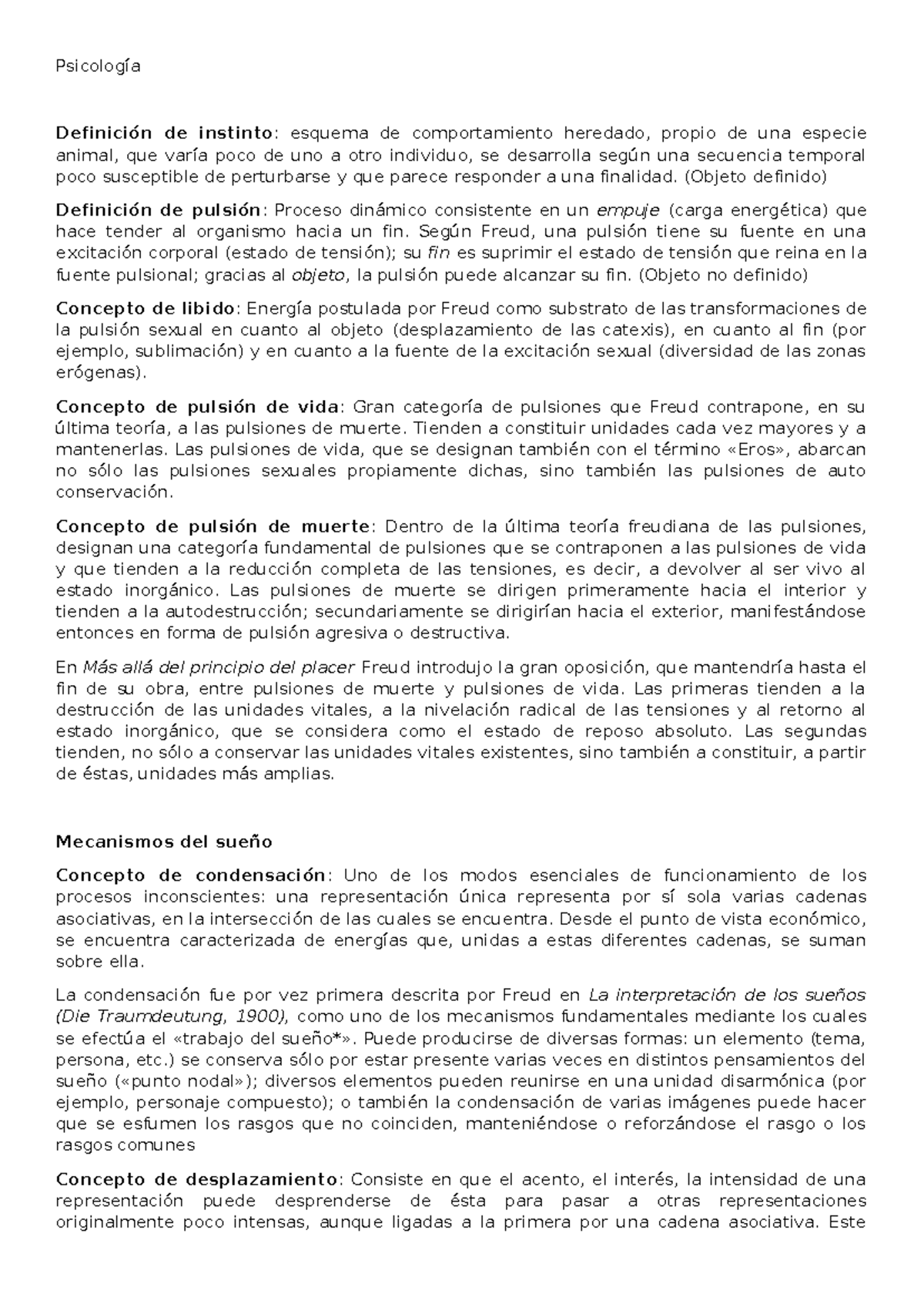 Psicología - resumen - Psicología Definición de instinto: esquema de ...