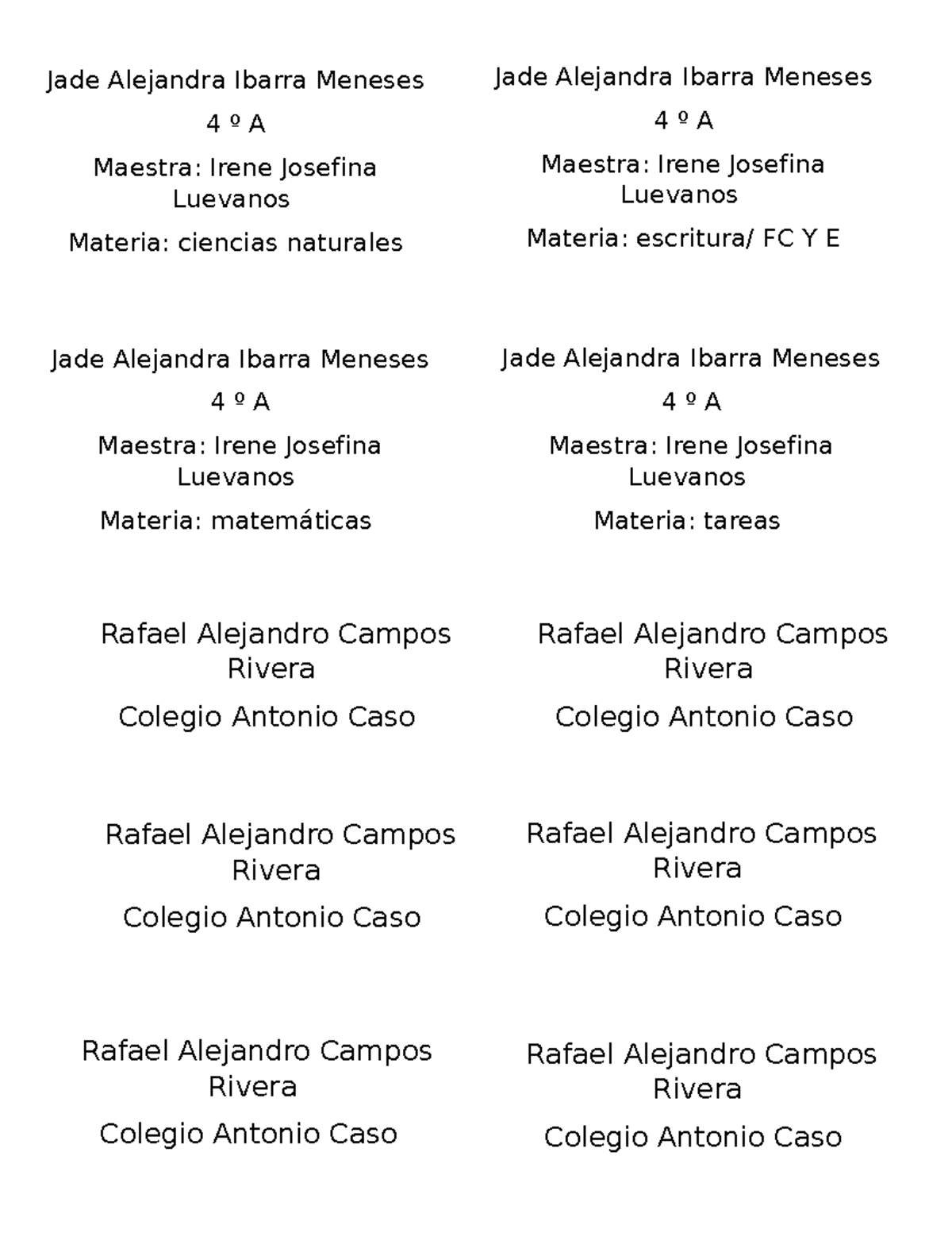 Nombres de cuaderno - Jade Alejandra Ibarra Meneses 4 º A Maestra ...