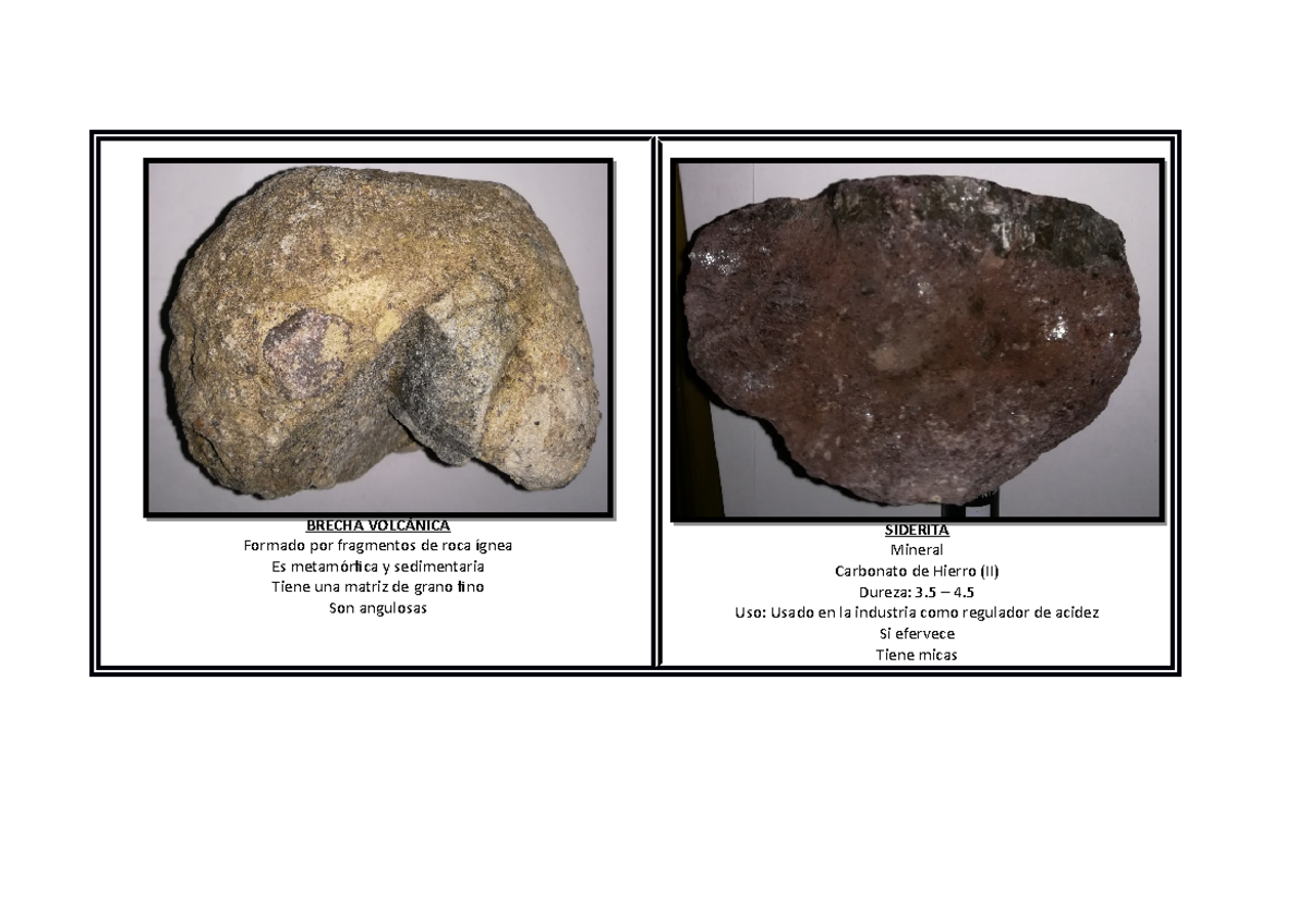 4 Rocas - BRECHA VOLCÁNICA Formado por fragmentos de roca ígnea Es ...