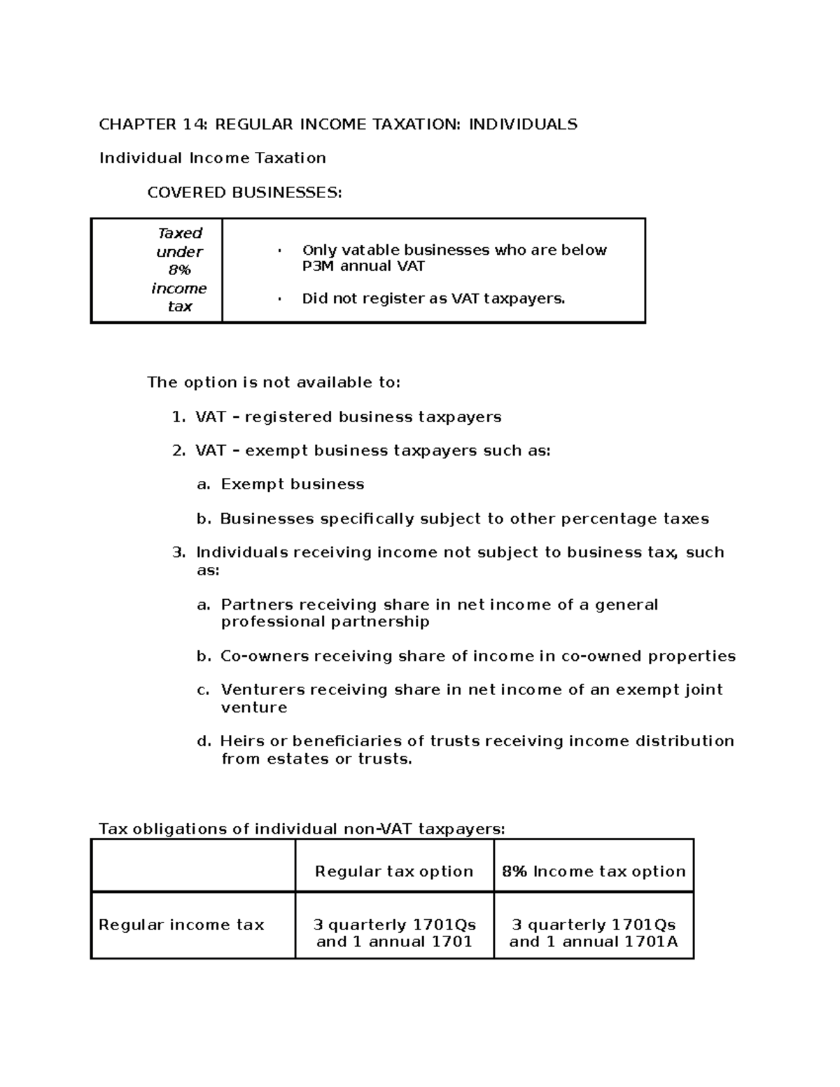 CH14 Taxation Summary 3 - Accountancy - Studocu