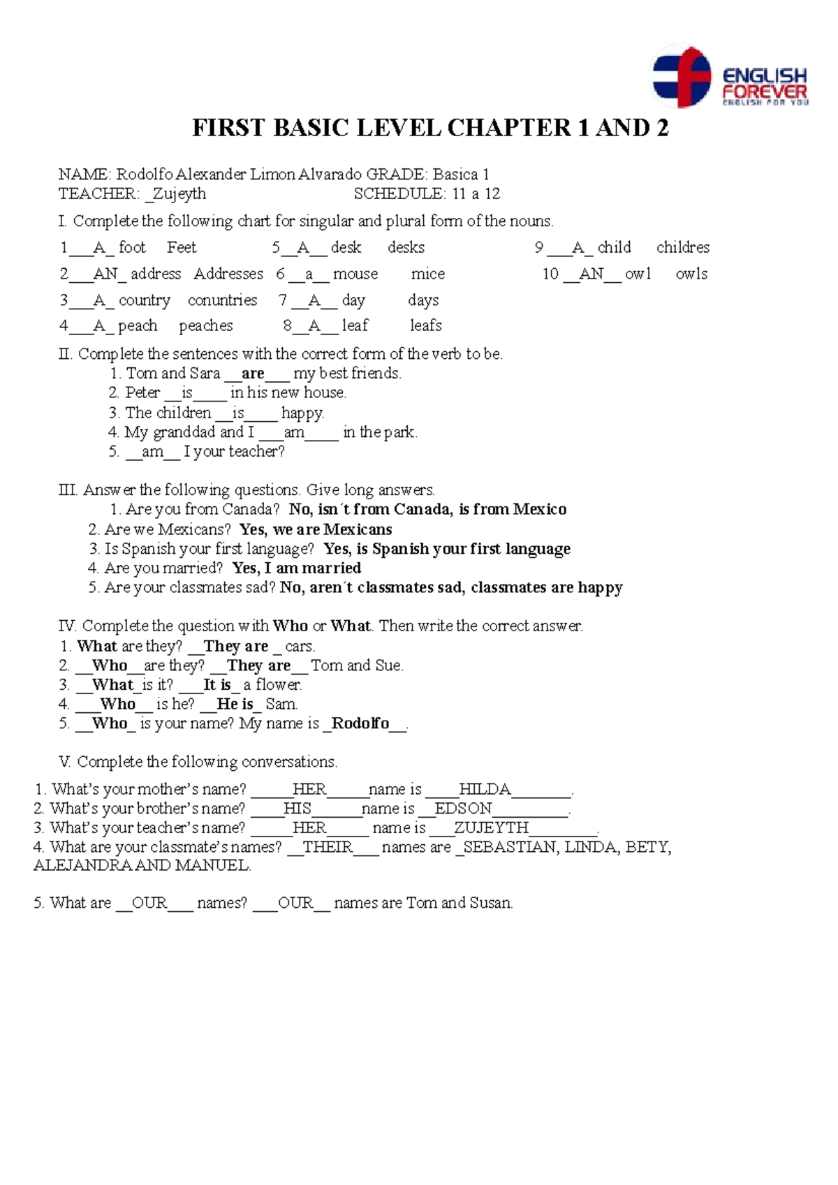 Bas 1 Ch 1 and 2 (1) Rodolfo Limon - FIRST BASIC LEVEL CHAPTER 1 AND 2 ...