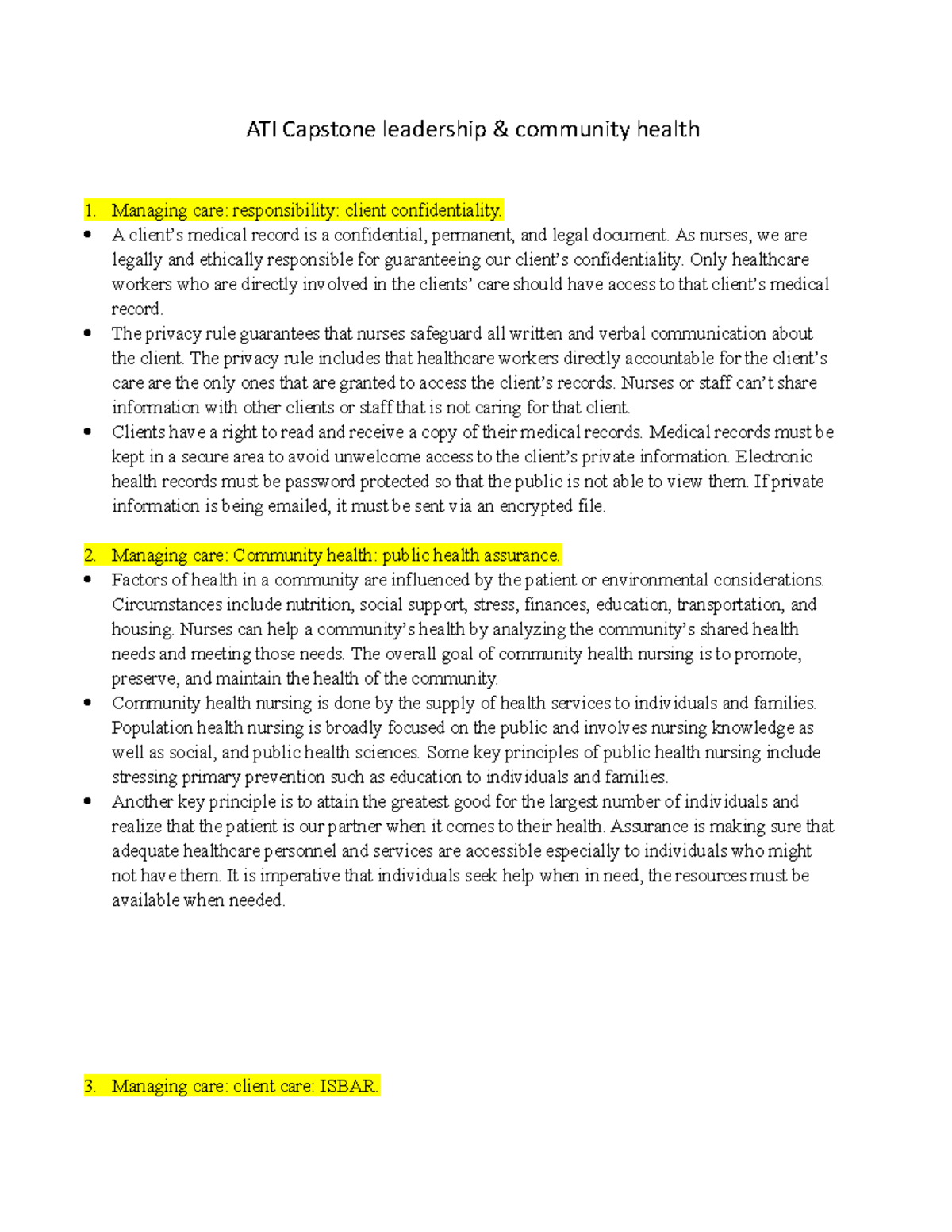 ATI capstone leadership and community care - ATI Capstone leadership ...