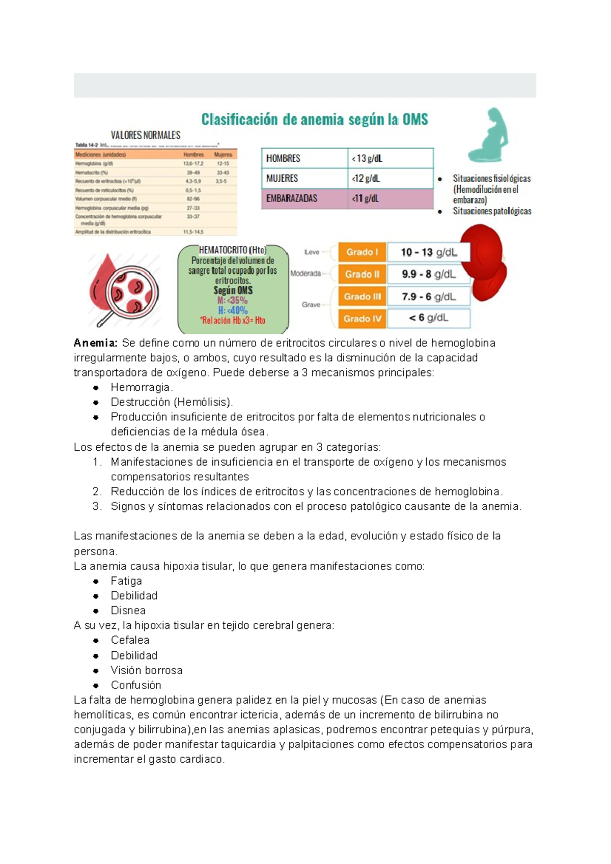 Resumen de Anemias, Nosología - Anemia: Se define como un número de ...