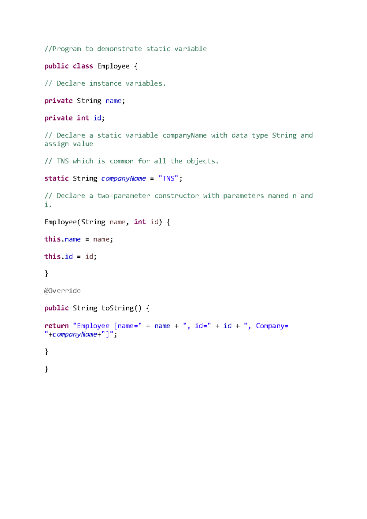 Day6 Staticvariable Static Variable Program To Demonstrate Static Variable Public Class 0154