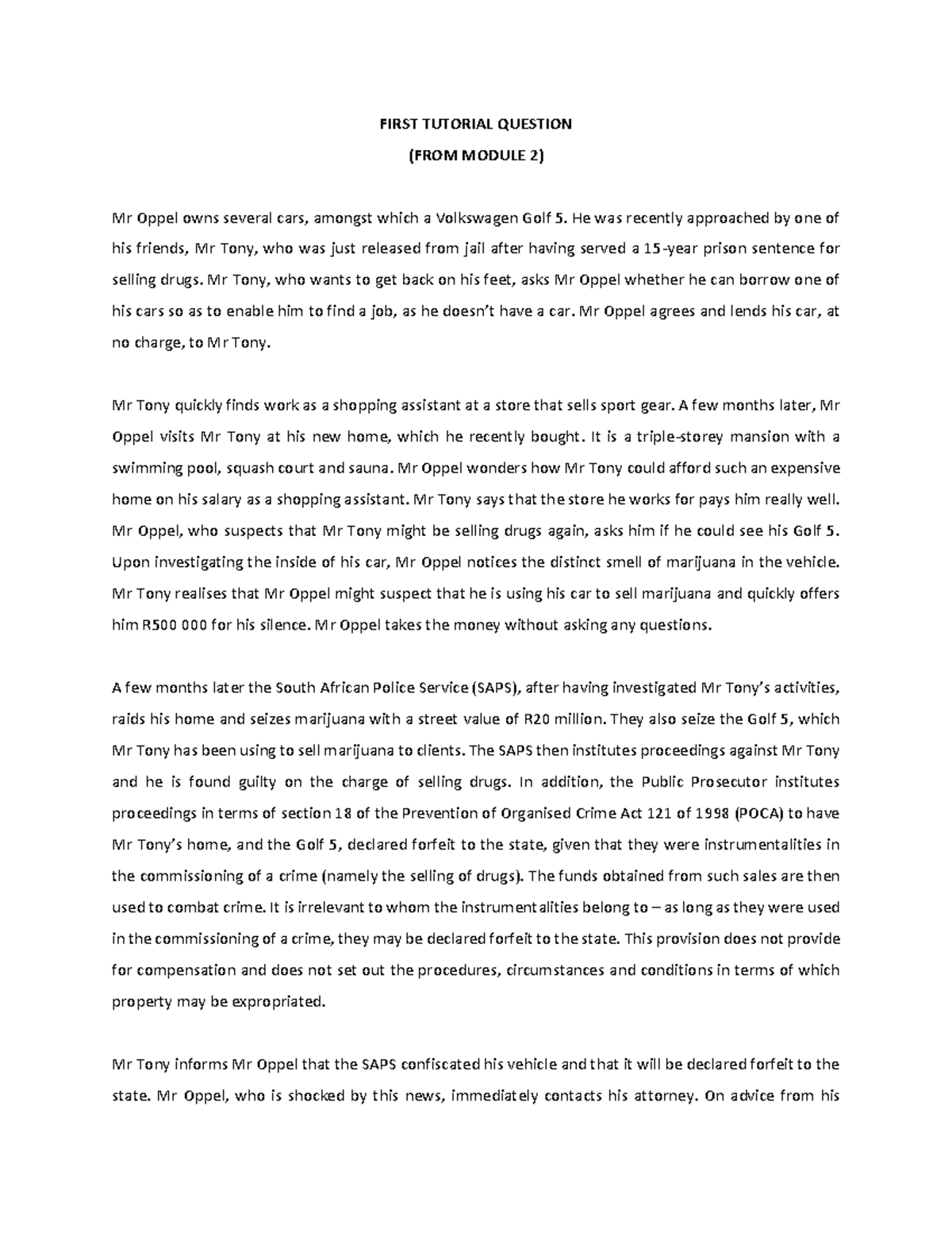 First Tutorial Module 2 Tutorial Question 2021 First Tutorial Question From Module 2 Mr