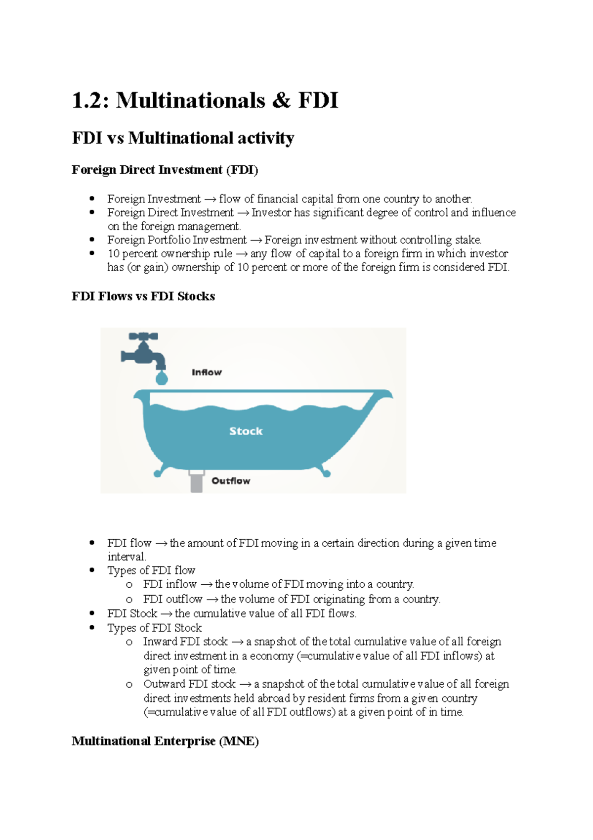 Summary FDI lengkap UAS - 1: Multinationals & FDI FDI vs Multinational ...