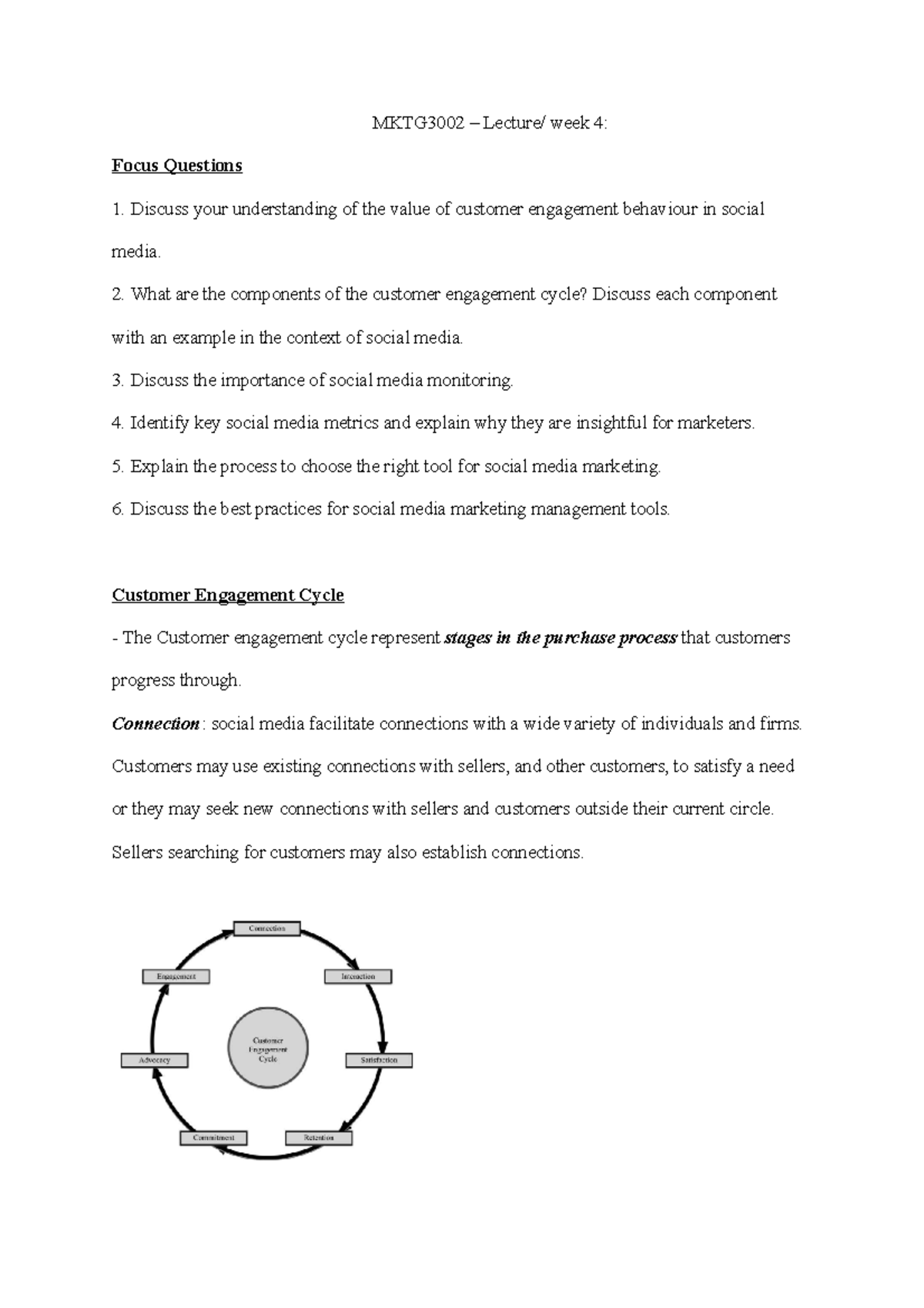 MKTG3002 - Lecture week 4 - MKTG3002 – Lecture/ week 4: Focus Questions Discuss your ...