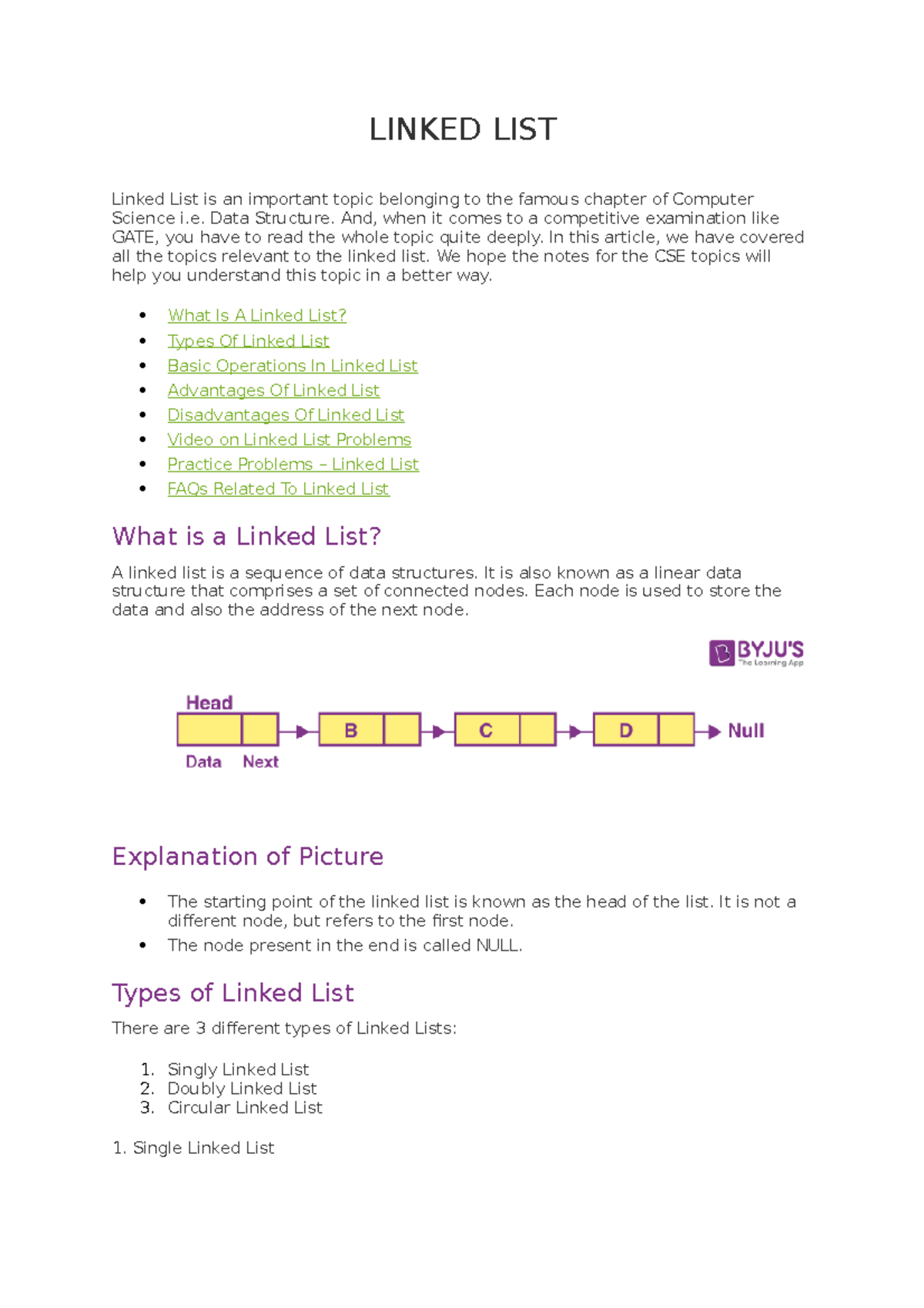Linked LIST - BY ROHNI MAM - LINKED LIST Linked List is an important topic belonging to the ...