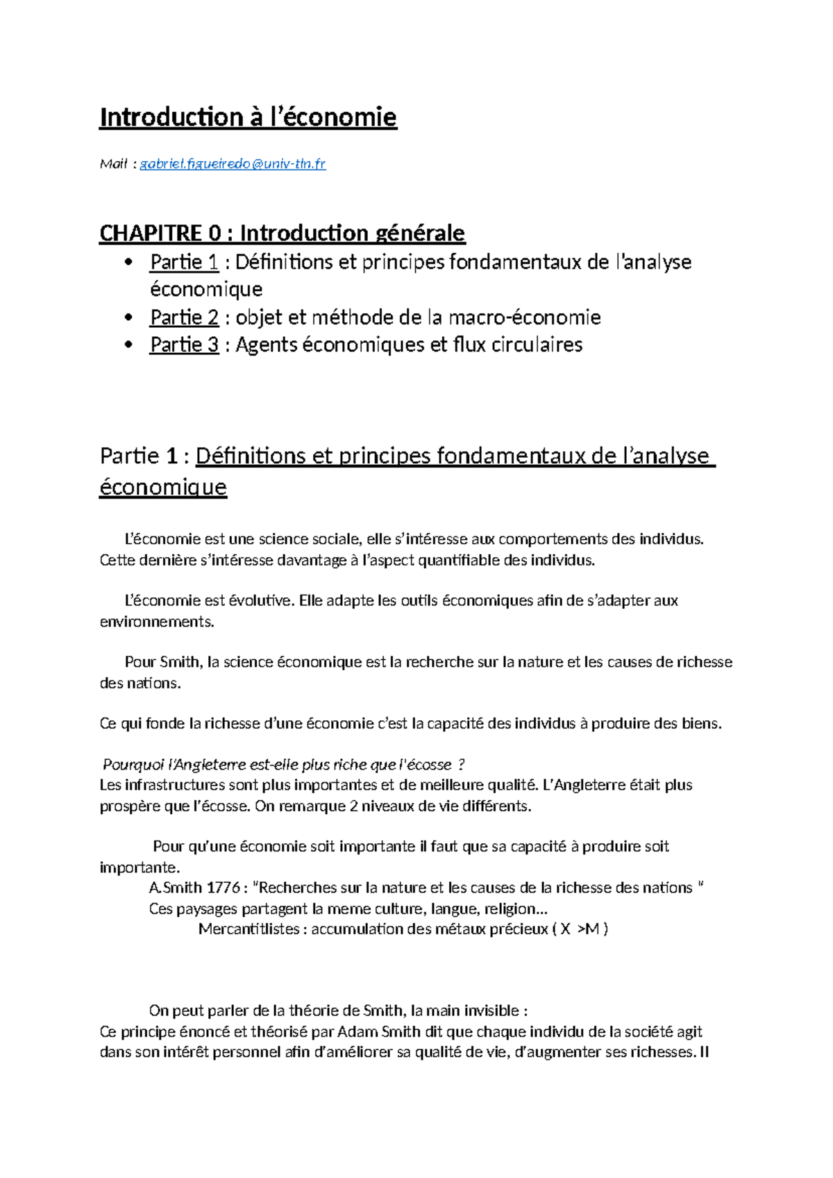 Chapitre 0 - cours - Introduction à l’économie Mail : gabriel@univ-tln CHAPITRE 0 : Introduction ...
