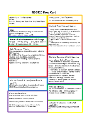 Drug card Ibuprofen - Drug card - nur 4227 - NSG 520 Drug Card Patient ...