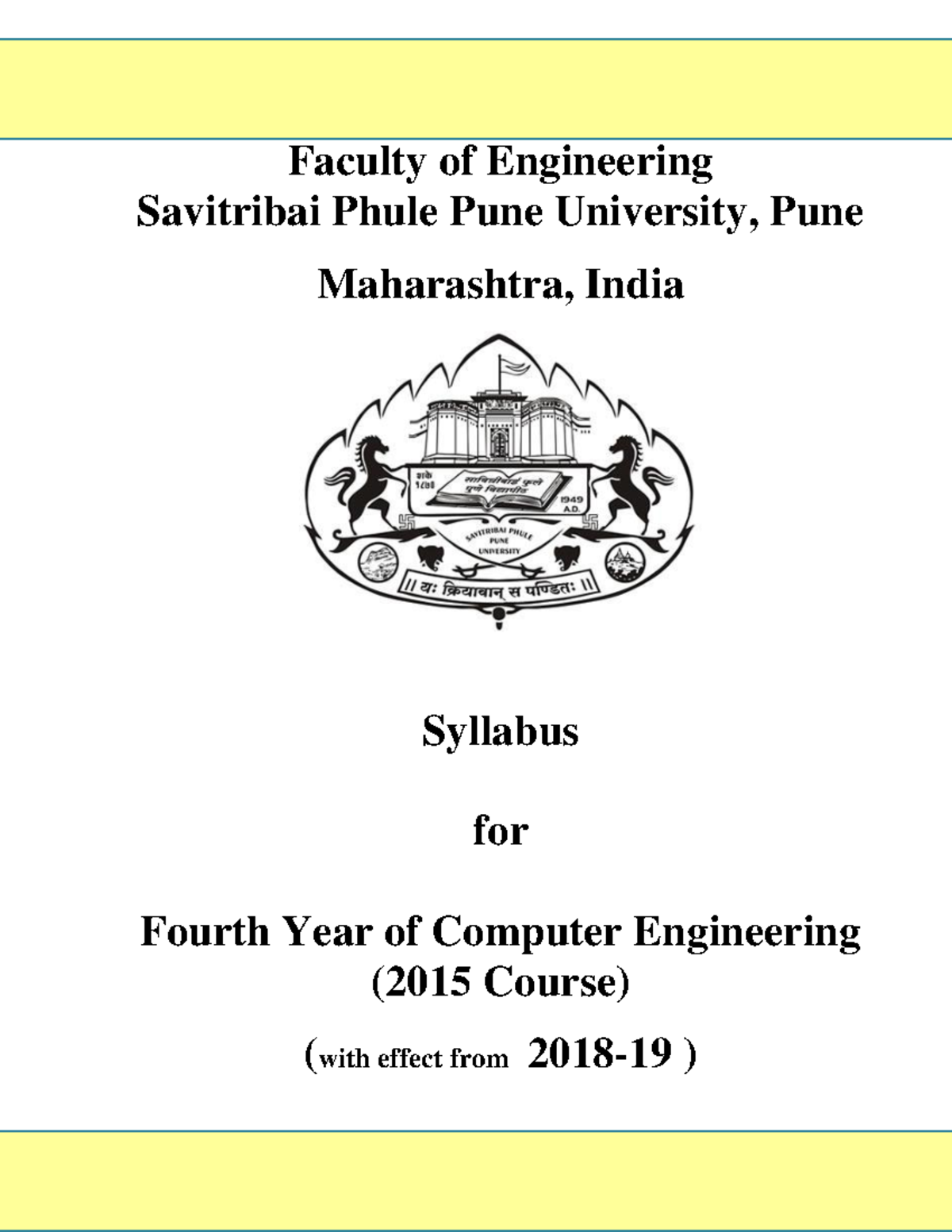 Sppu Be Computer 2015 Course Syllabus Faculty Of Engineering Savitribai Phule Pune University