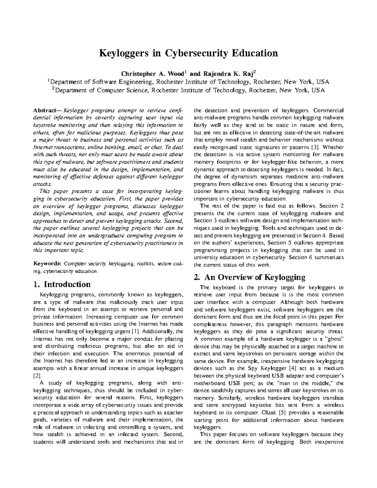 Keylogger mini report - Keyloggers in Cybersecurity Education ...