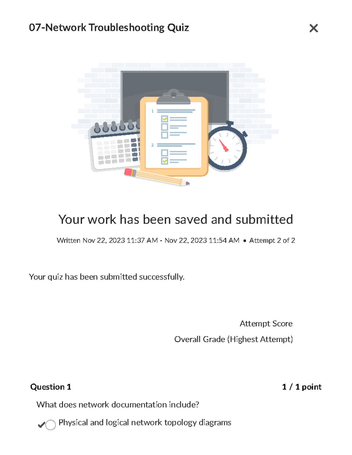 07-Network Troubleshooting Quiz-02 - 07-Network Troubleshooting Quiz 1 2 Your work has been ...