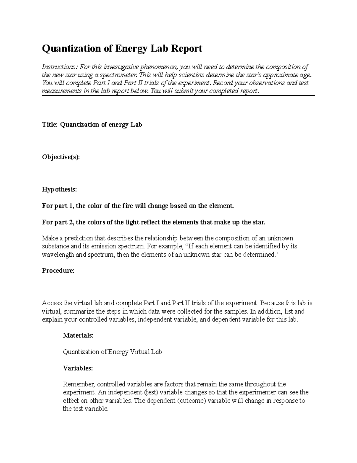 02.03 Quantization of Energy khorram Mitra - Quantization of Energy Lab ...