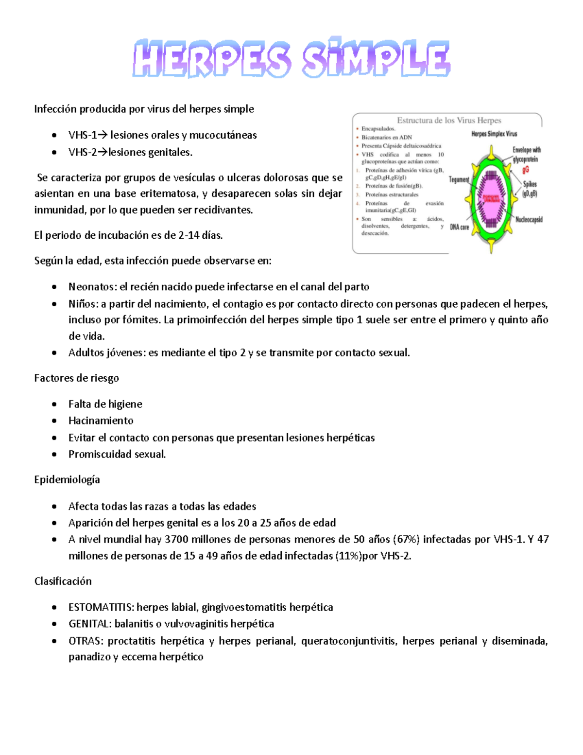 Herpes Simple (VHS 1 y 2) - Dermatología - UAEH - Studocu