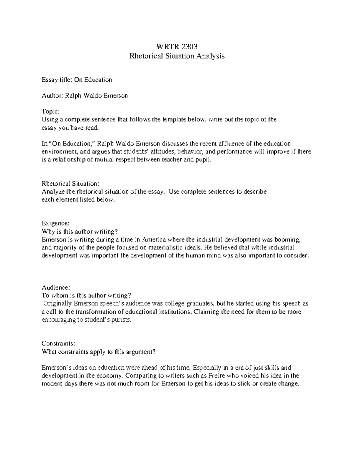 Annotated-WRTR%202303 - WRTR 2303 Rhetorical Situation Analysis Essay ...