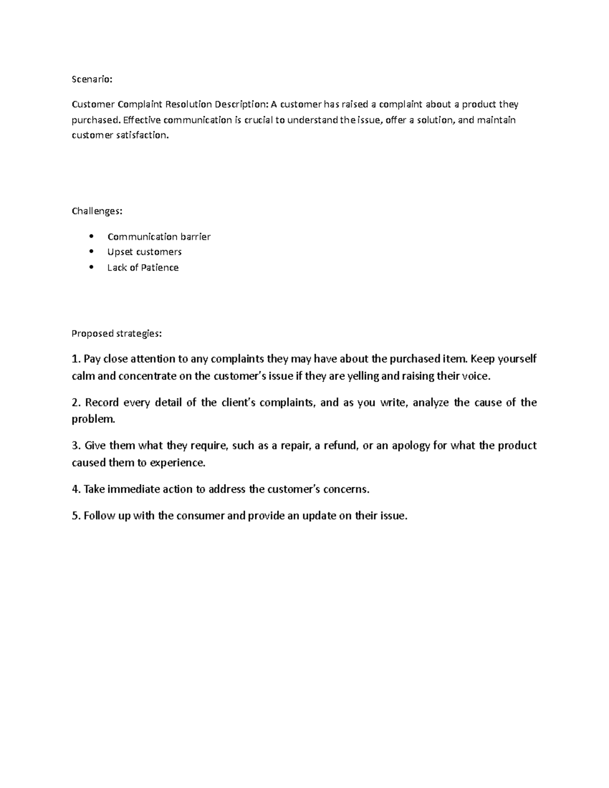 Purposive-COM - kJBZUcfvgbhnjm - Scenario: Customer Complaint ...