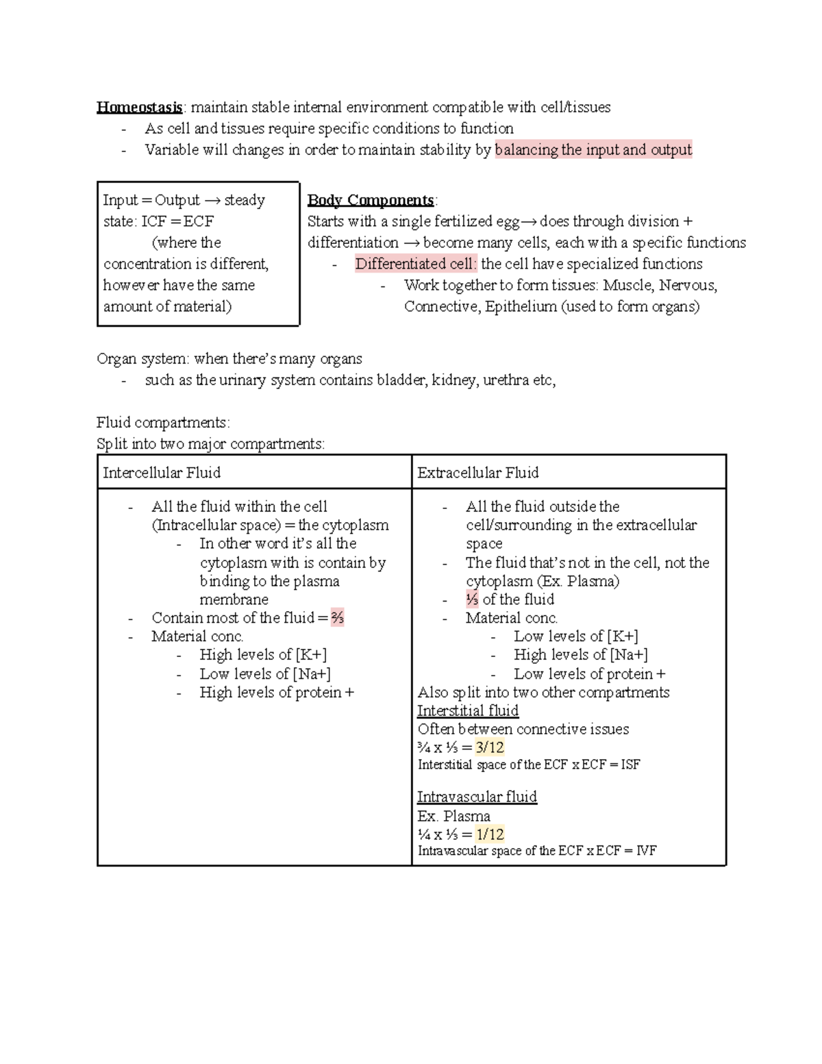 Homeostasis SUMMARY sheet - Homeostasis: maintain stable internal ...