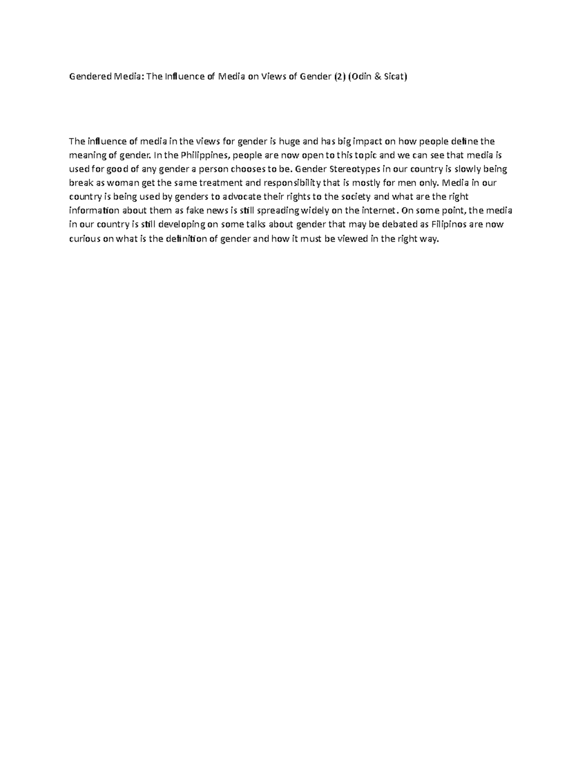 Gendered Media - About gender - Gendered Media: The Influence of Media ...