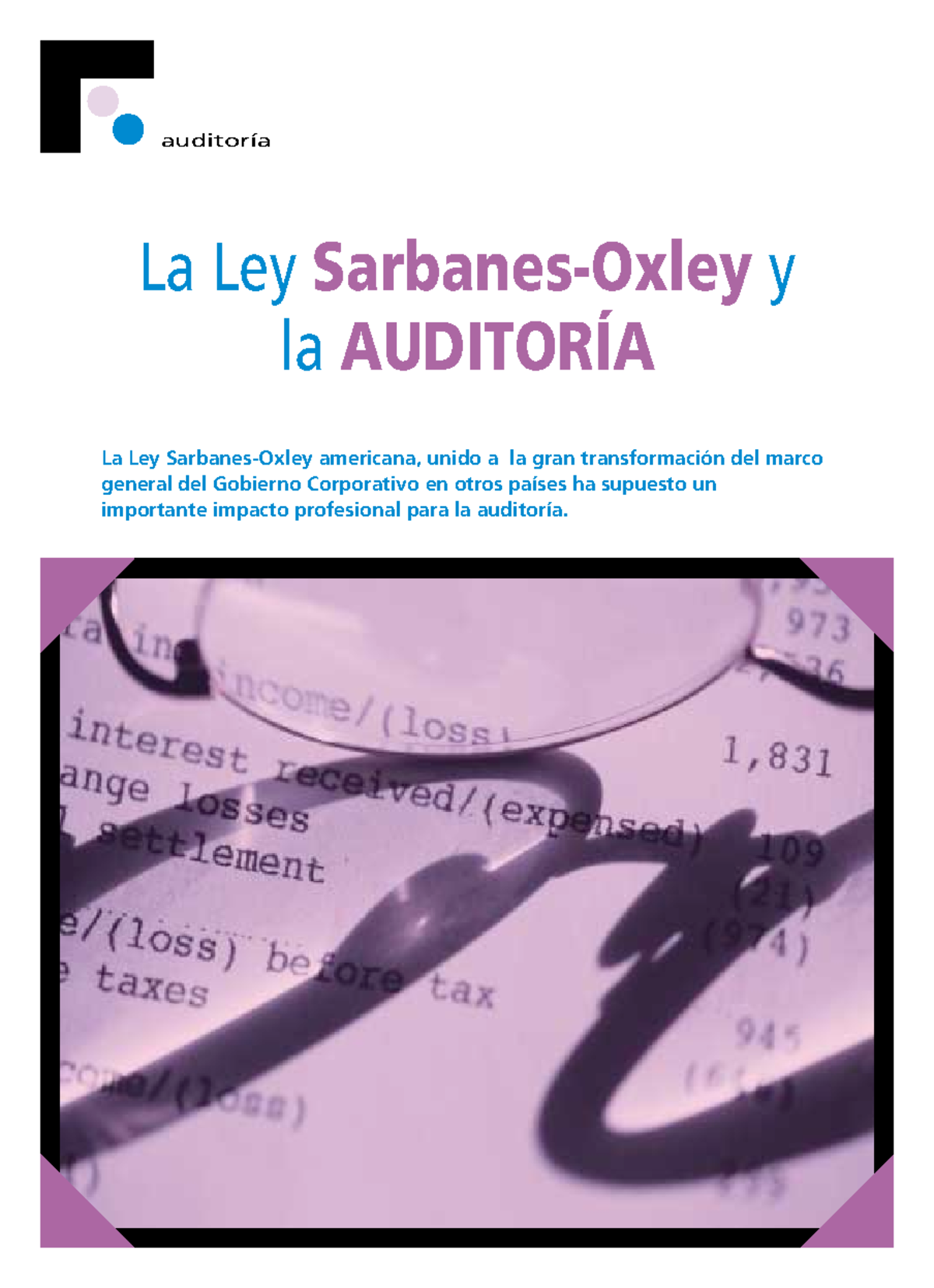 Ley SOX - Nota: 10 - auditoría La Ley Sarbanes-Oxley y la AUDITORÍA La ...