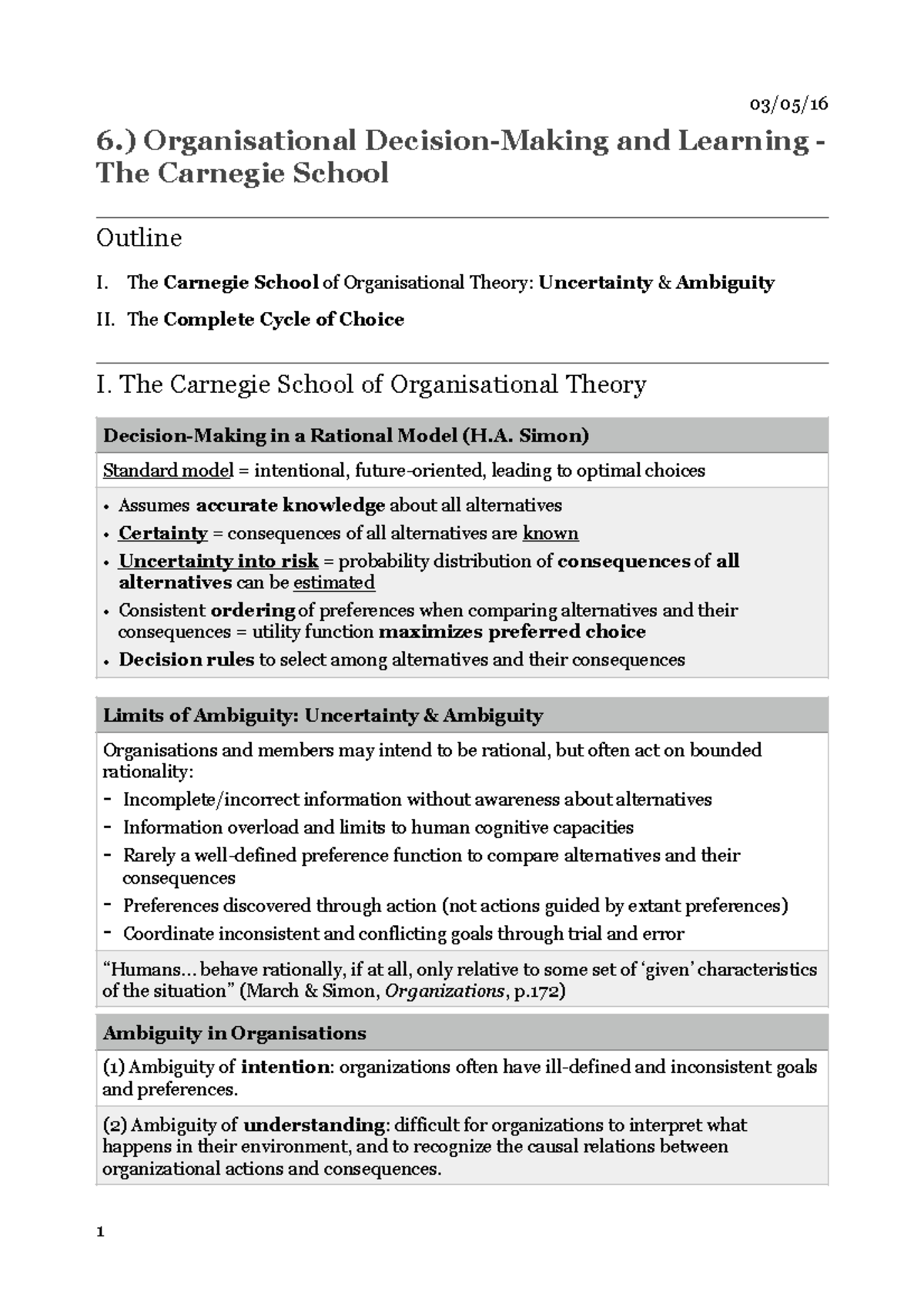 6.) Organisational Decision-Making and Learning - The Carnegie School ...