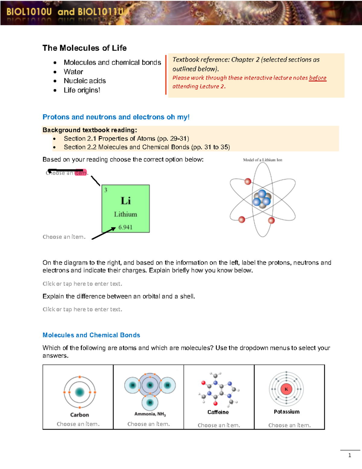 L2 Molecules of Life interactive notes 2022 - The Molecules of Life ...
