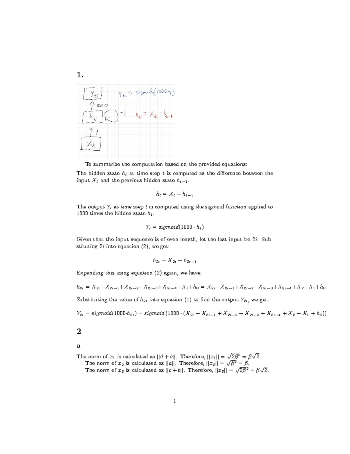 Assignment 2 - project - 1. To summarize the computation based on the provided equations: The ...