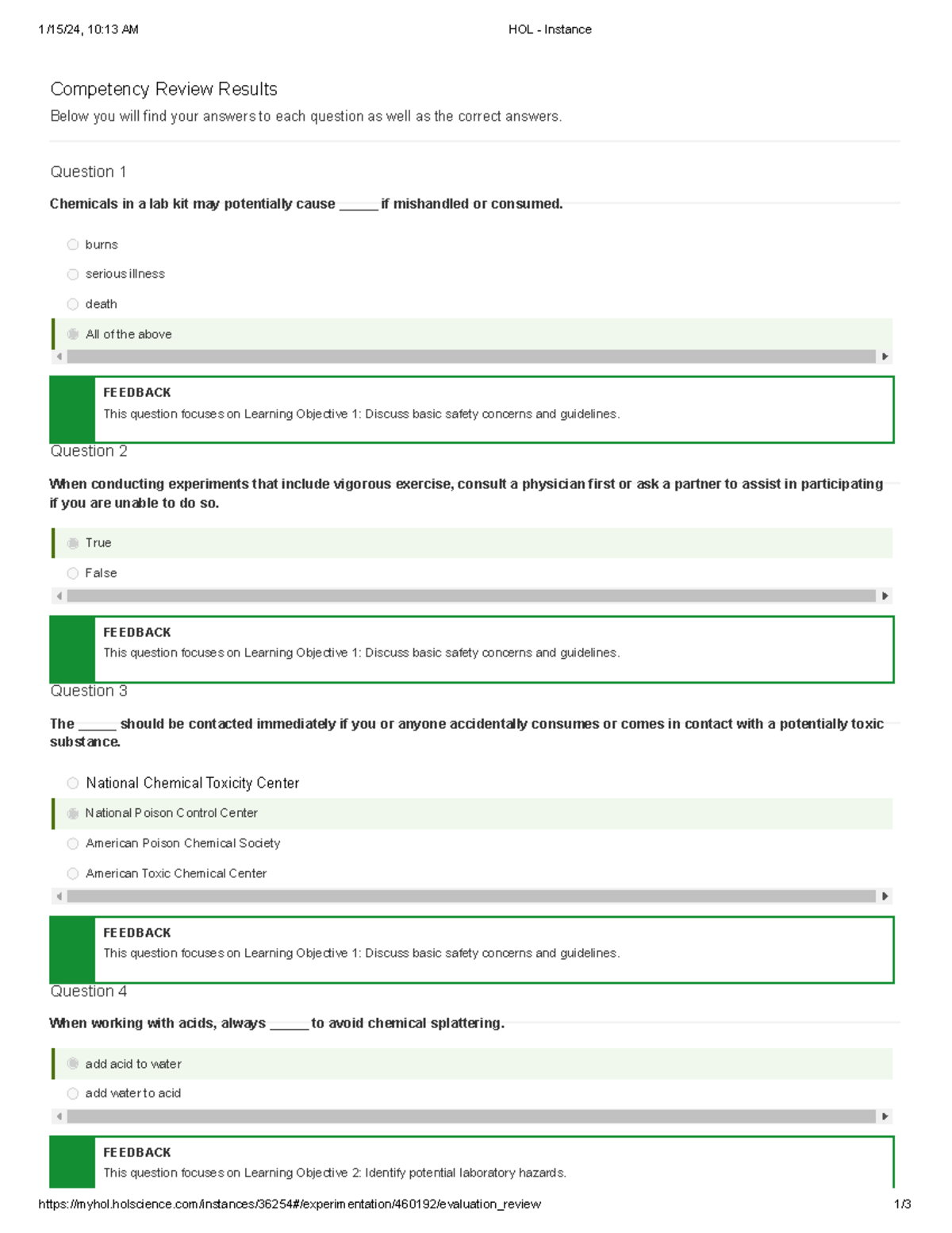 Safety-Lab-quiz - lab - 1/15/24, 10:13 AM HOL - Instance - Studocu