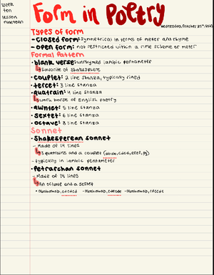 Setting Notes (Notes on Setting) - ENGL 201 - Studocu