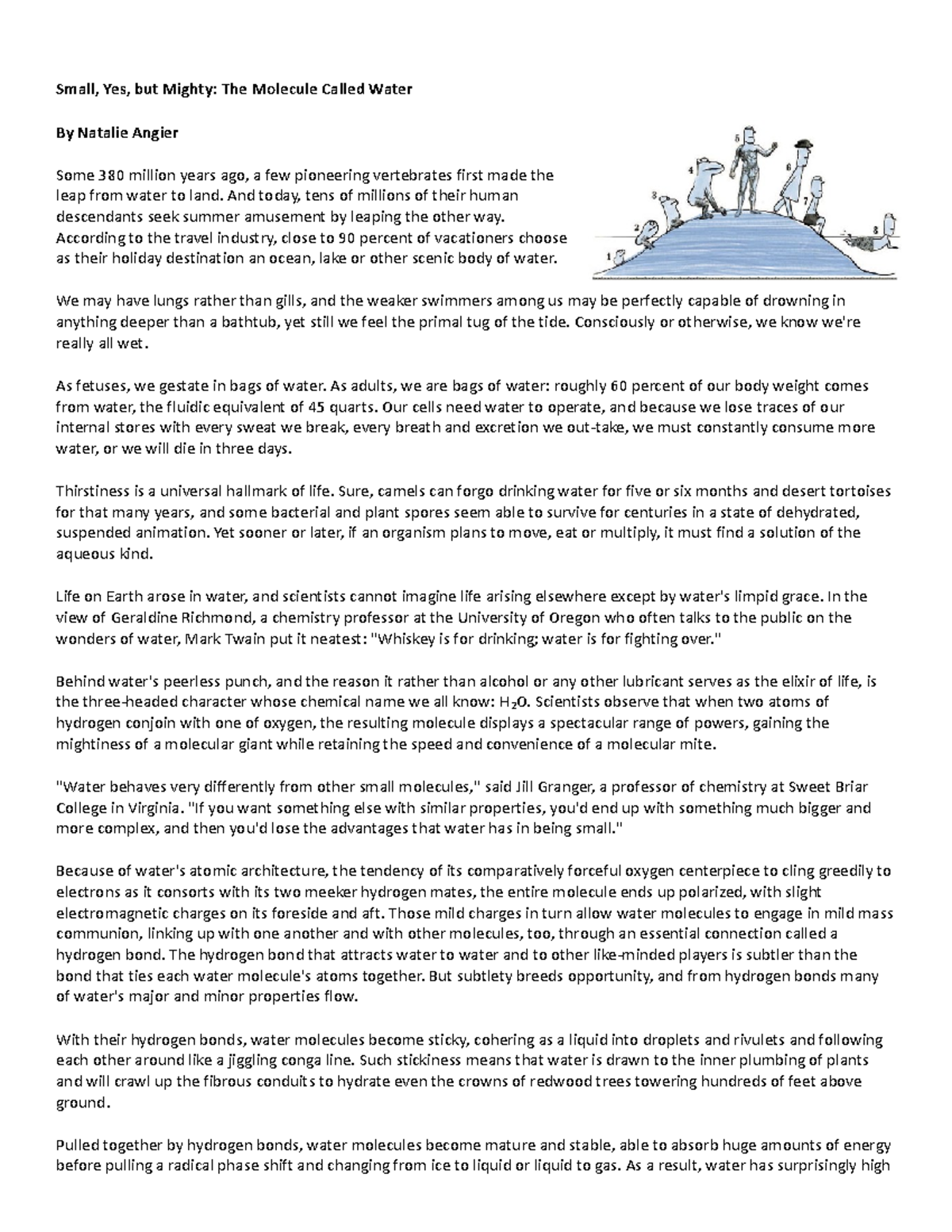 Small Yes but Mighty The Molecule Called Water Article - Small, Yes ...
