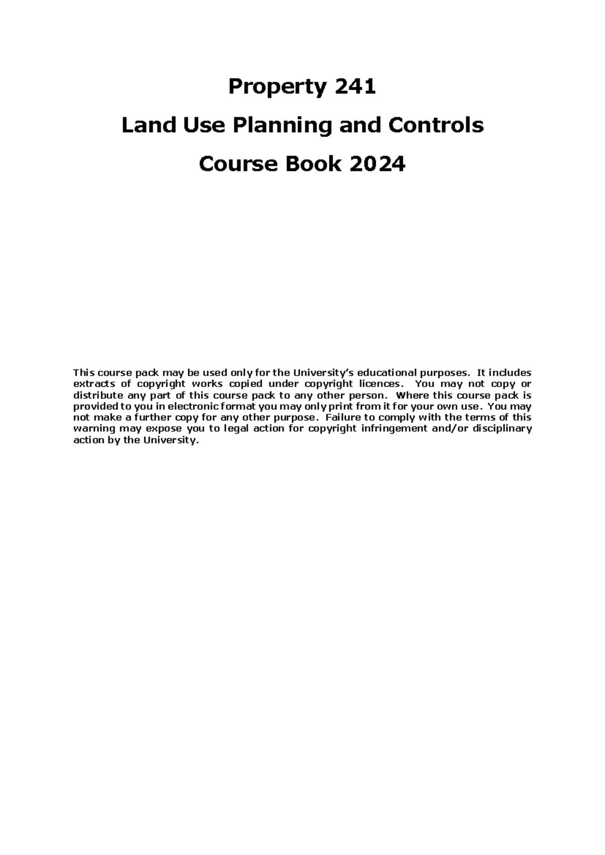 Course Book 2024 Property 241 - Property 241 Land Use Planning and ...
