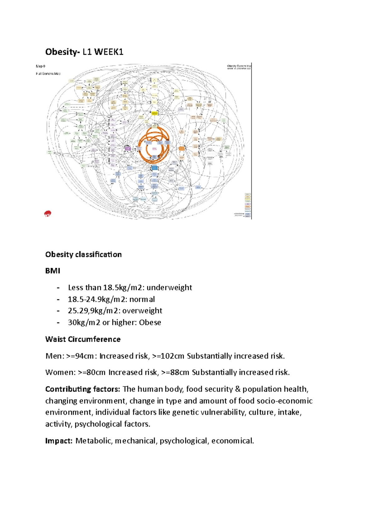 Obesity - nutrition notes - Obesity- L1 WEEK Obesity classification BMI ...