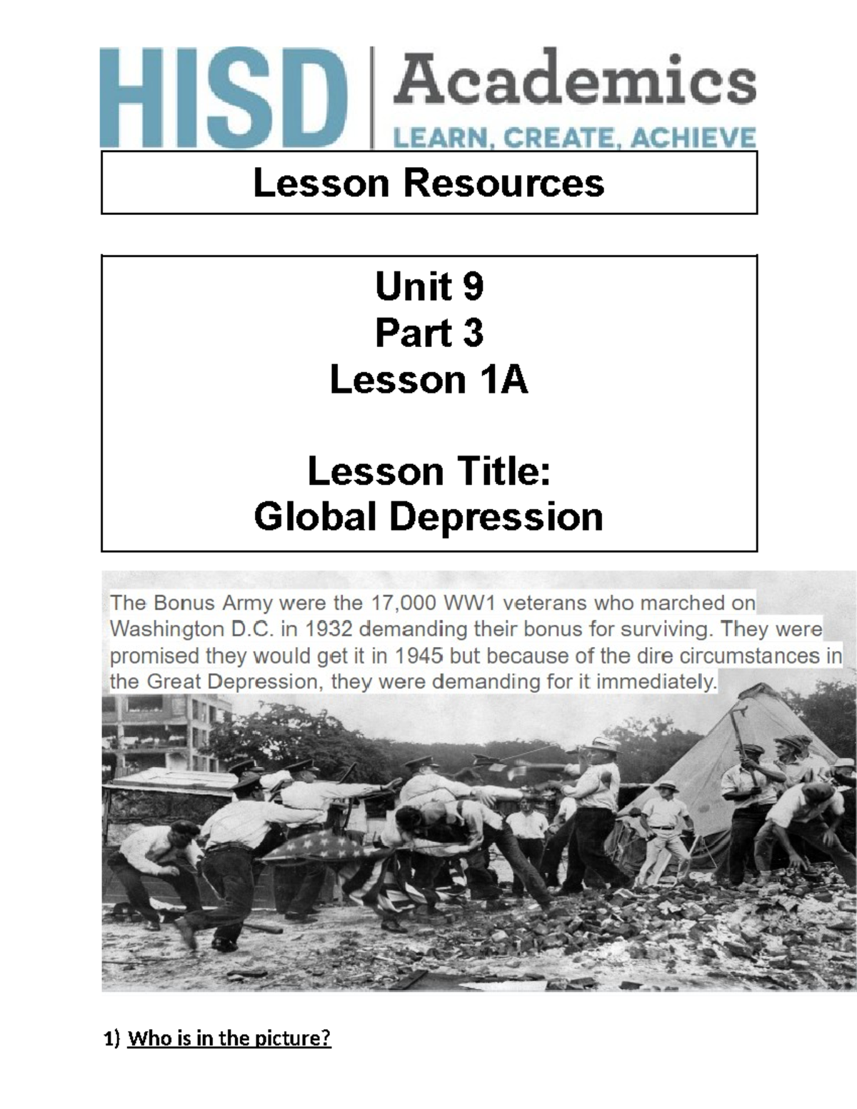 Global Depression -1 - asnj - Lesson Resources Unit 9 Part 3 Lesson 1A ...
