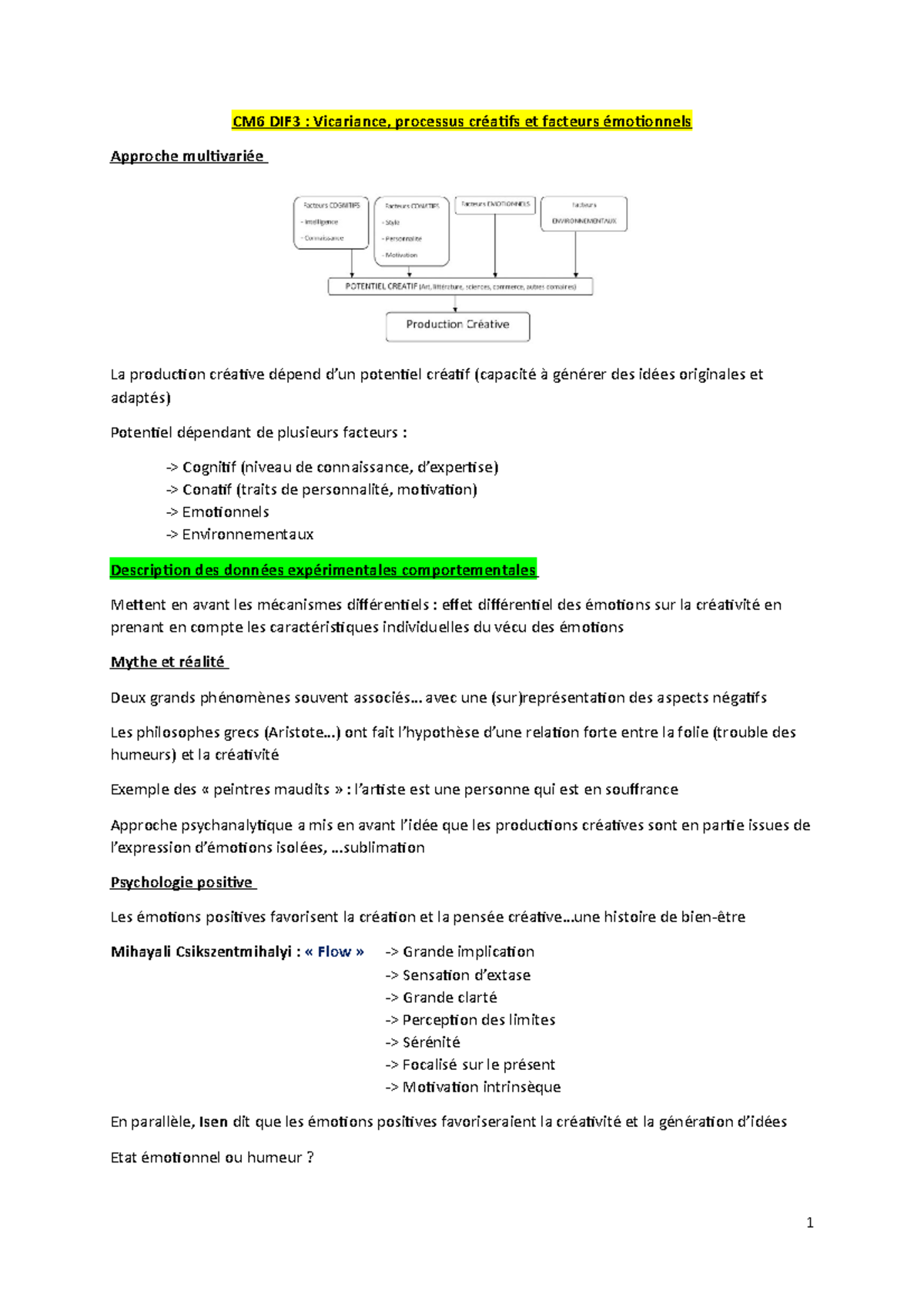 CM6 DIF3 - Vicariance, processus créatifs et facteurs émotionnels ...