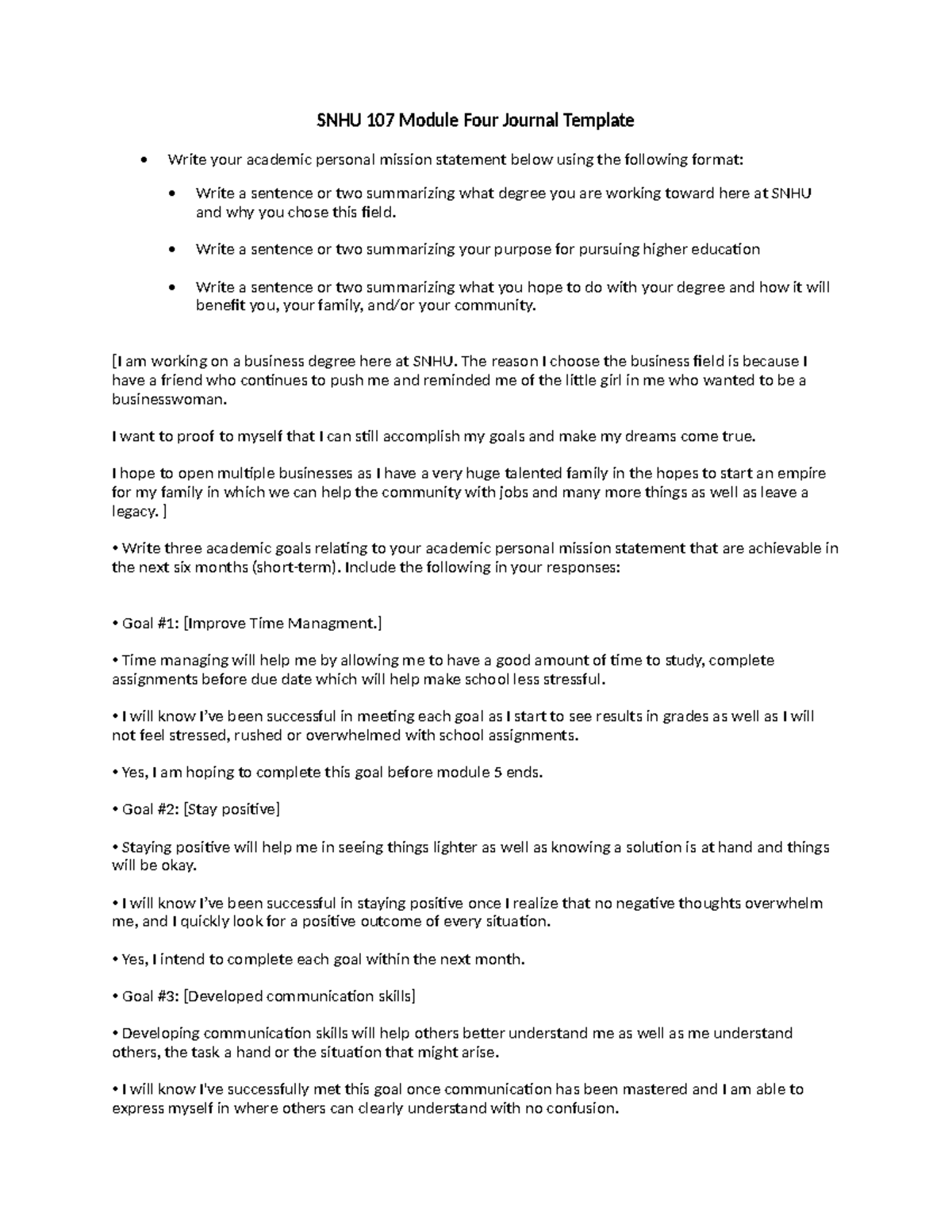 SNHU 107 Module Four Journal Template 33 - SNHU 107 Module Four Journal ...