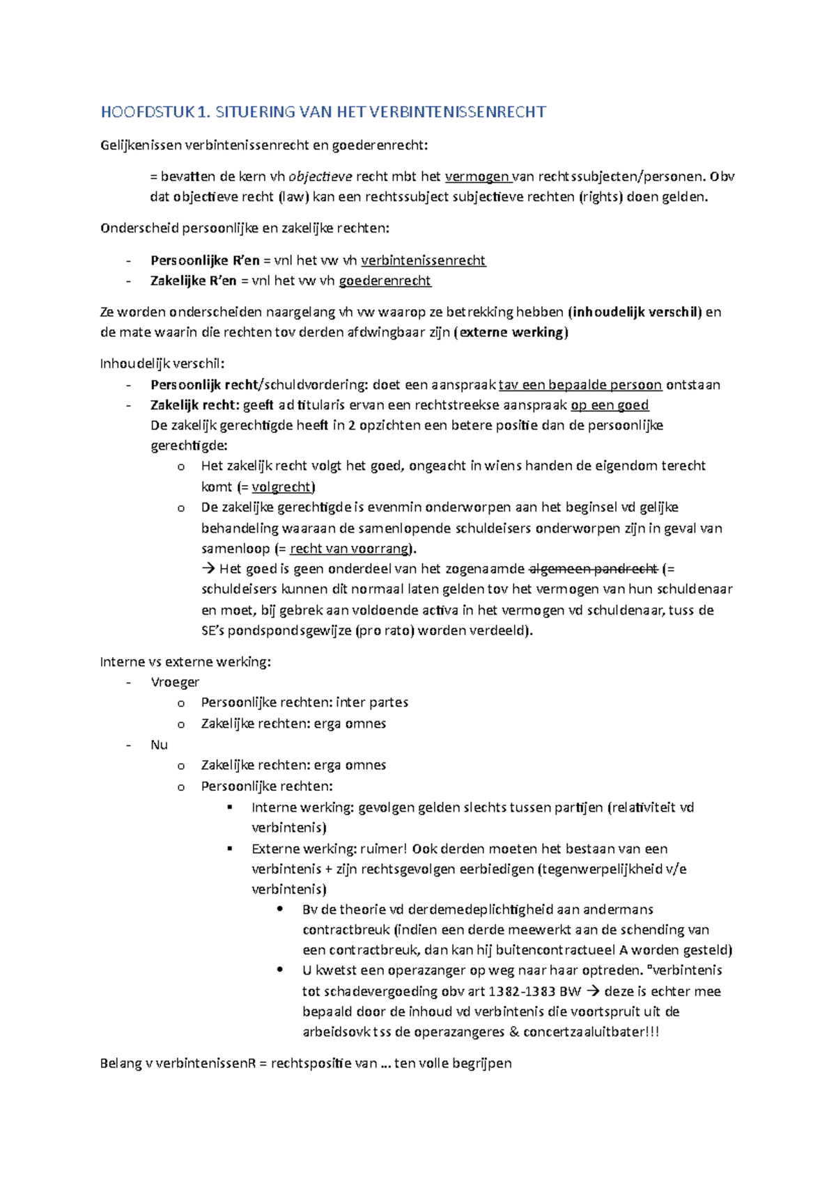 Samenvatting Deel I H1 - Cursus Ignace Claeys - HOOFDSTUK 1. SITUERING ...