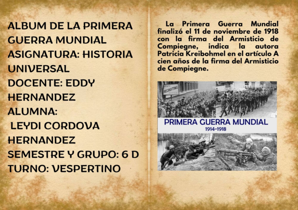 Álbum primera guerra mundial - Historia Universal Contemporánea - Studocu