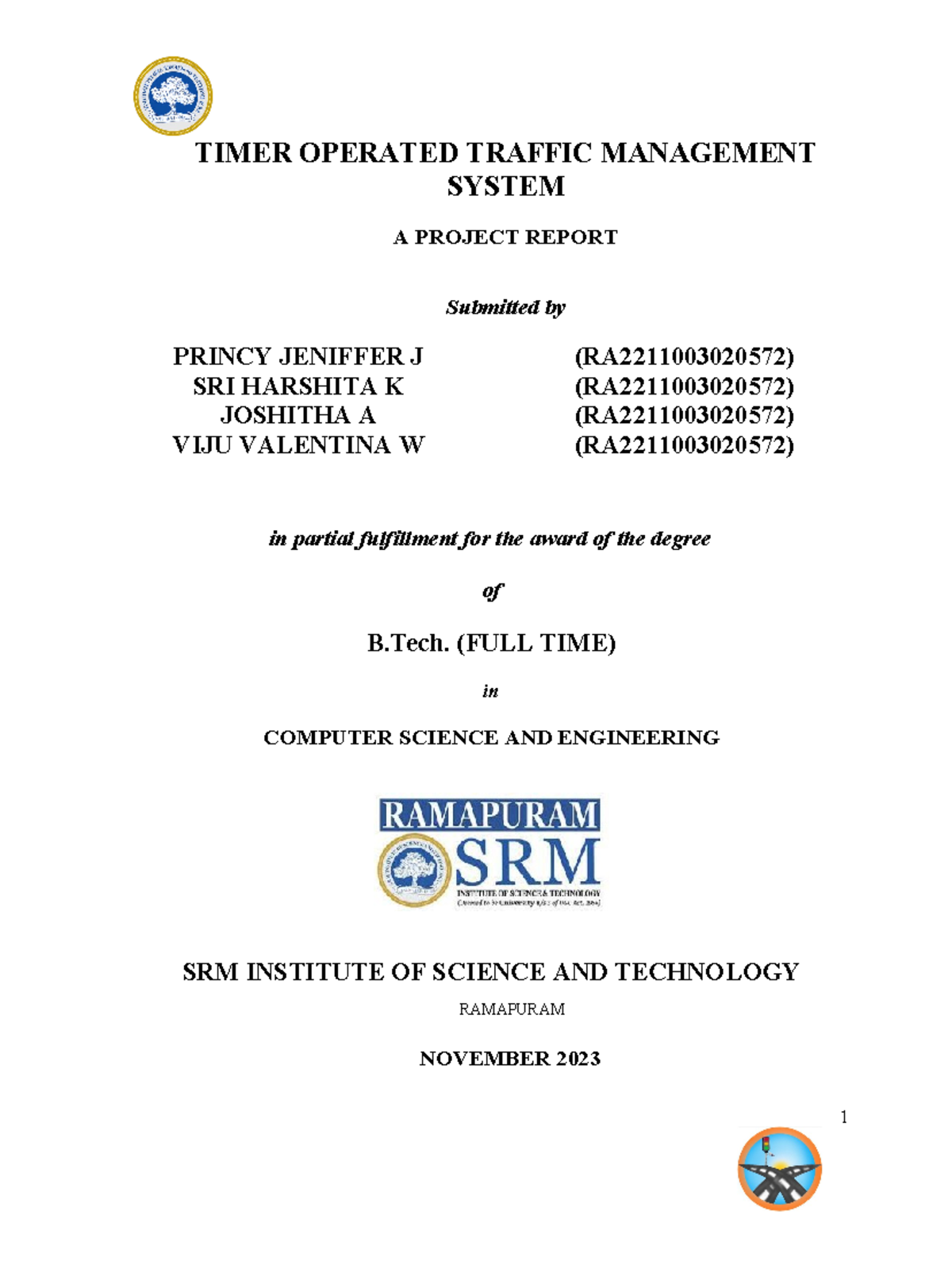 Design Thinking Report Template - TIMER OPERATED TRAFFIC MANAGEMENT ...