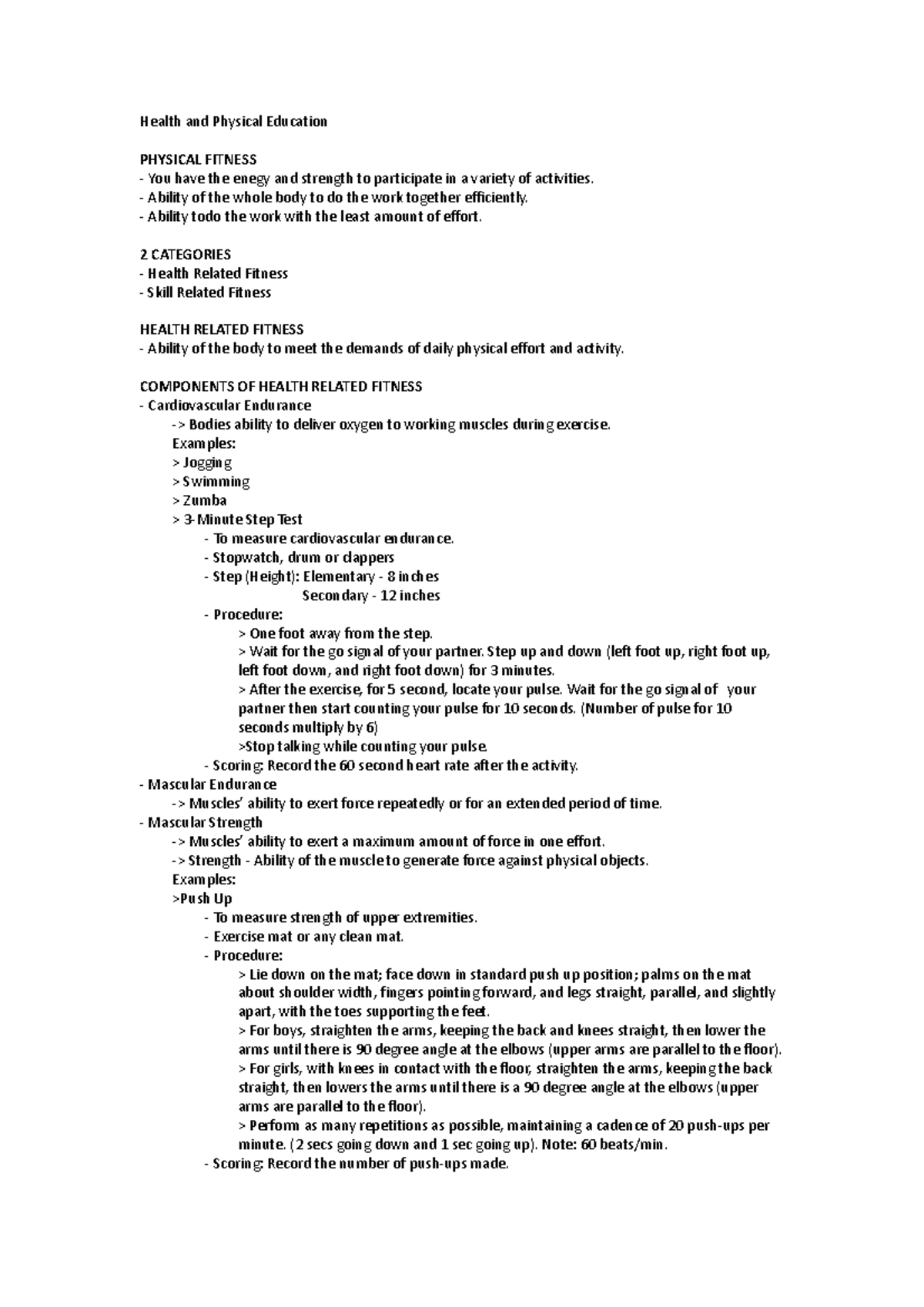 Health and Physical Education - Health and Physical Education PHYSICAL ...