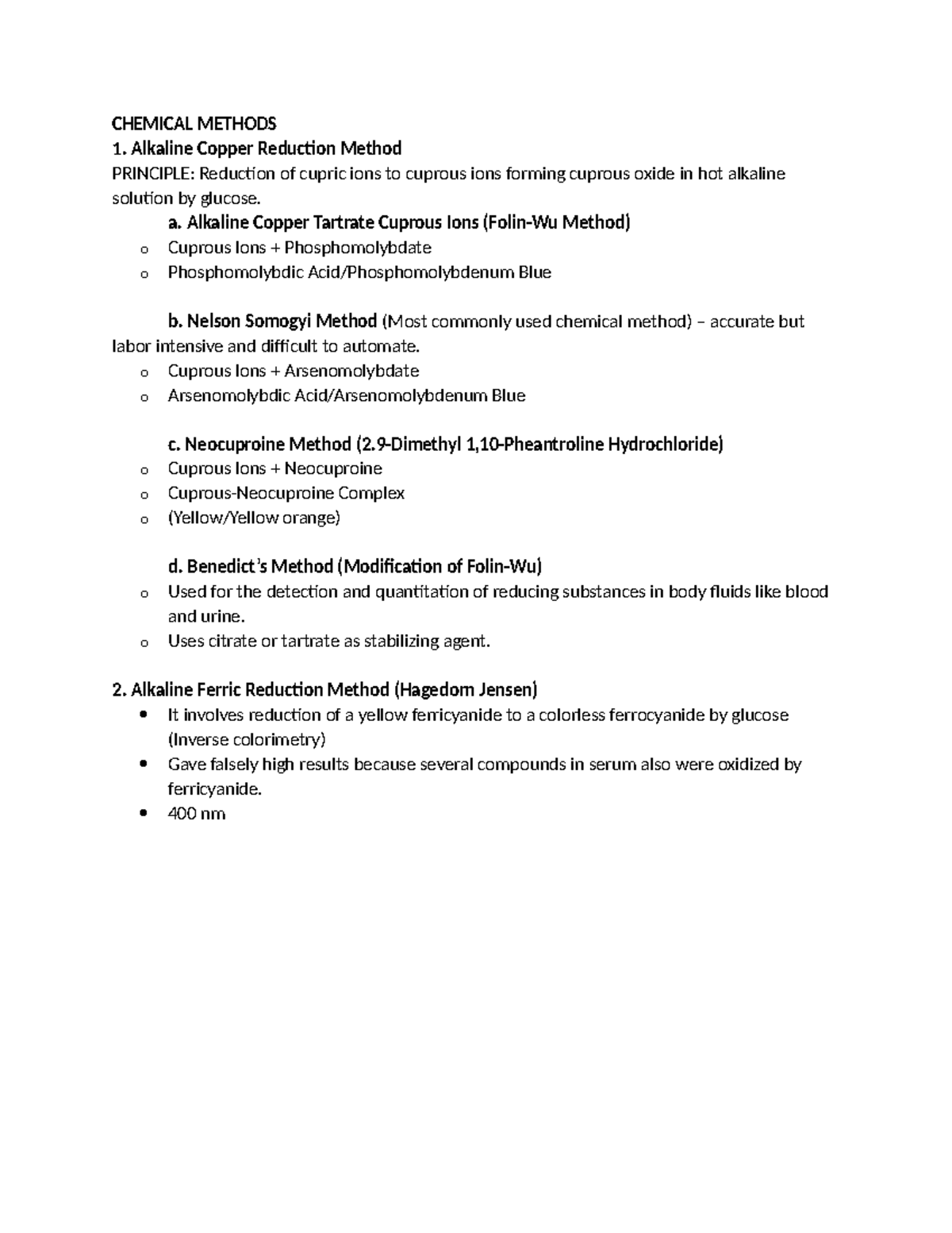 Chemical Methods - Clinical Chemistry 1 (Midterms) - CHEMICAL METHODS 1 ...