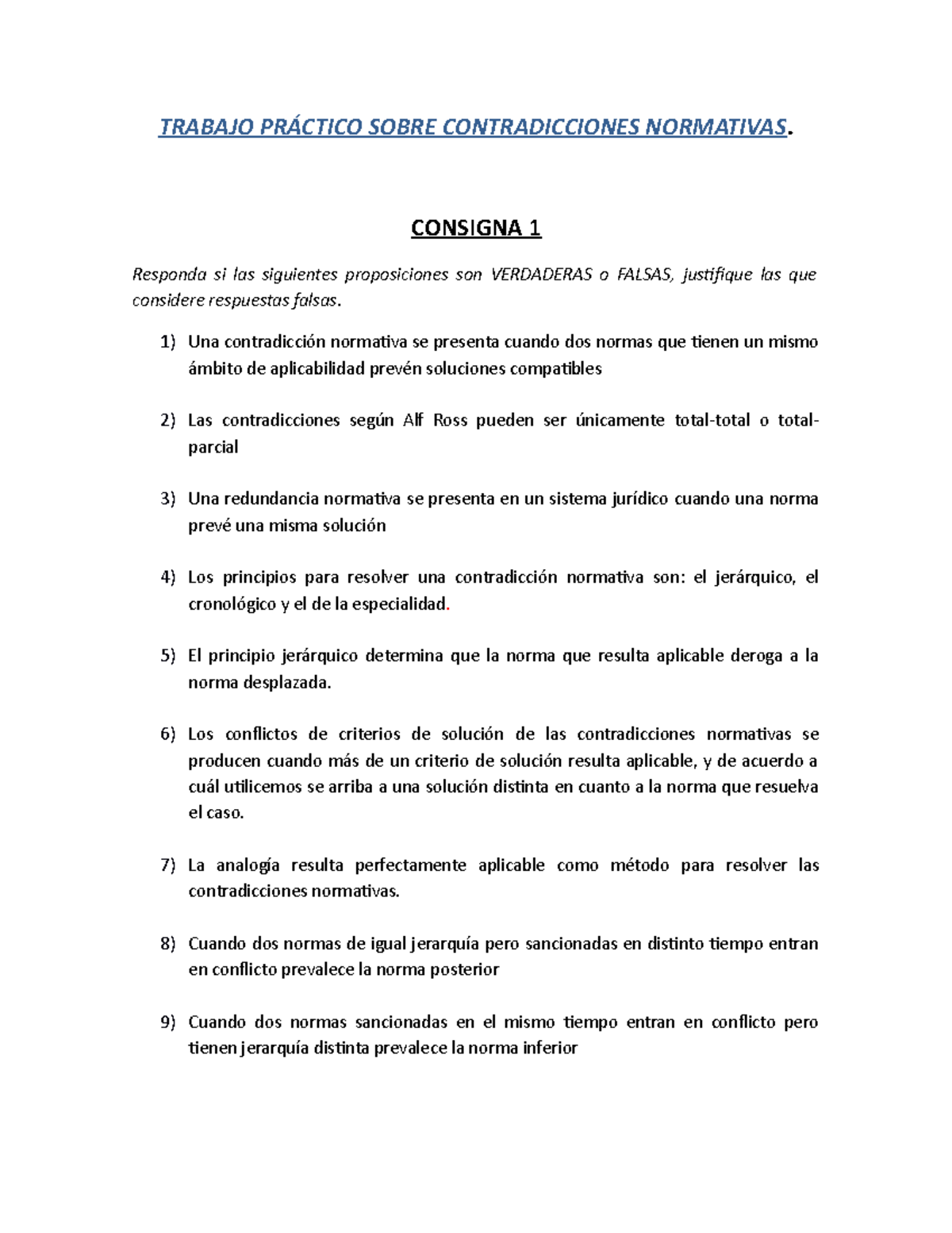 3Trabajos prácticos sobre contradicción normativa - TRABAJO PRÁCTICO ...