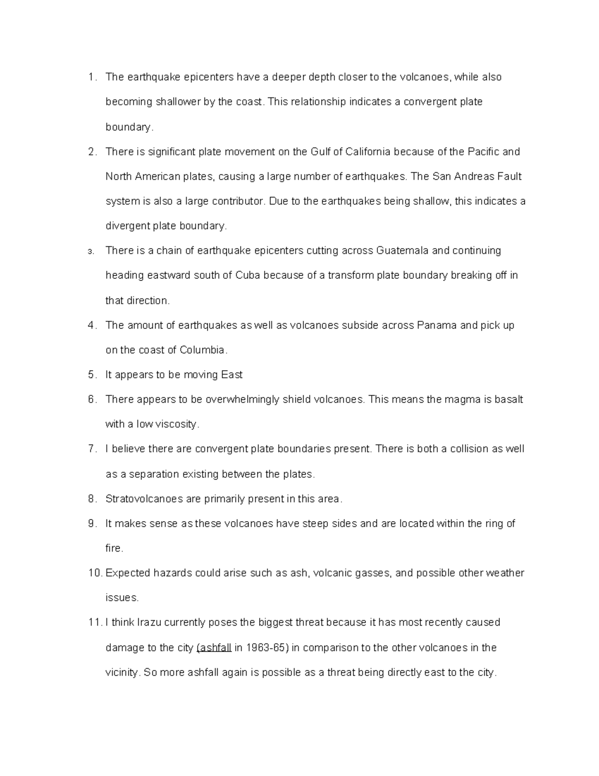 Google Earth Assignment 1 - 1. The earthquake epicenters have a deeper ...