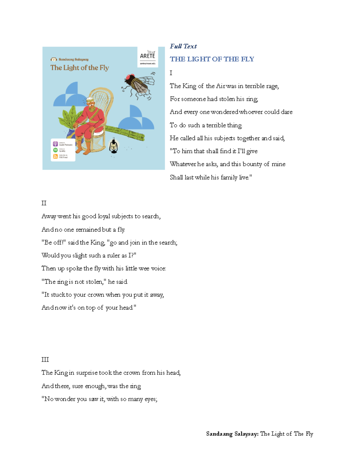 The Light of the Fly - Reading Materials - Full Text THE LIGHT OF THE ...