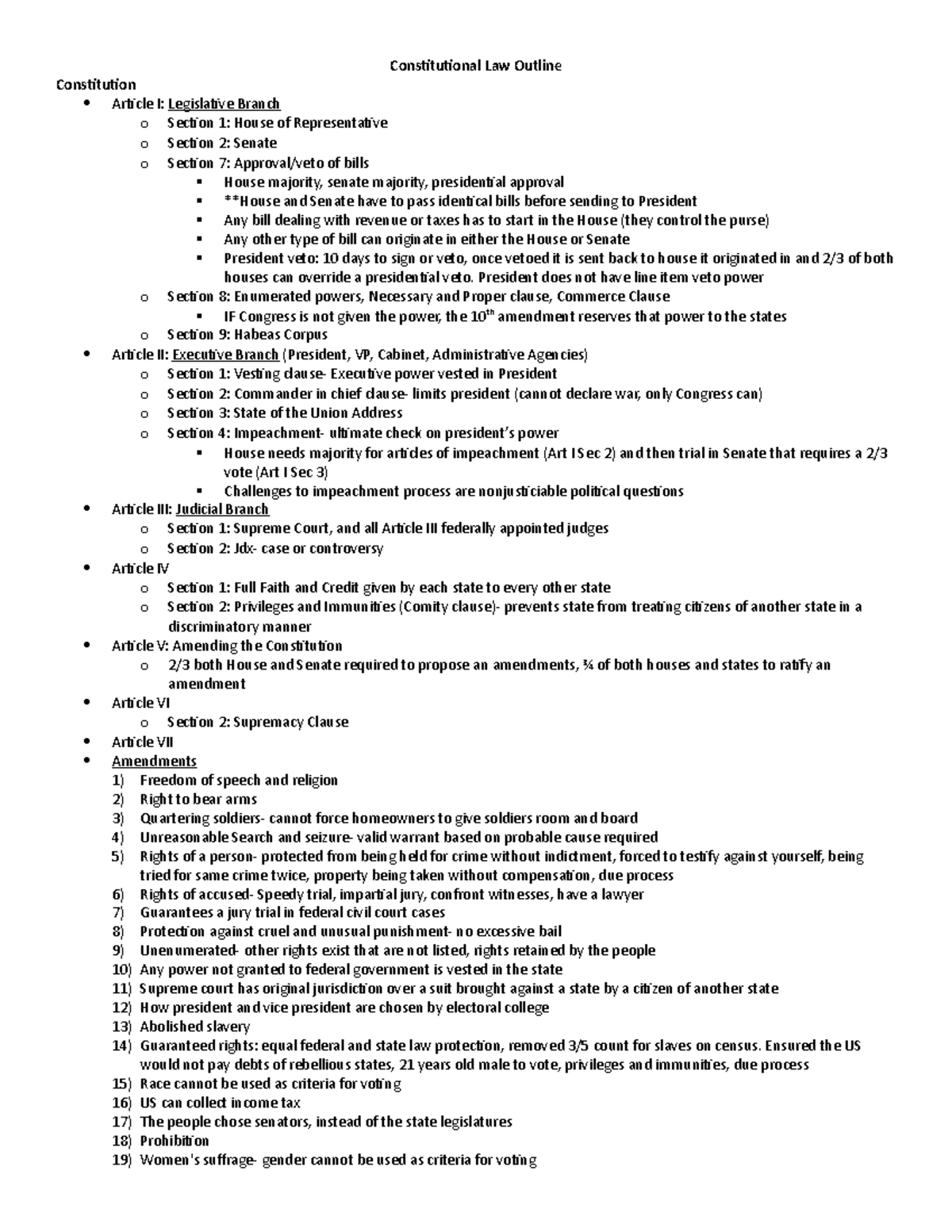 Constitutional Law Outline - 1L - Constitutional Law Outline ...